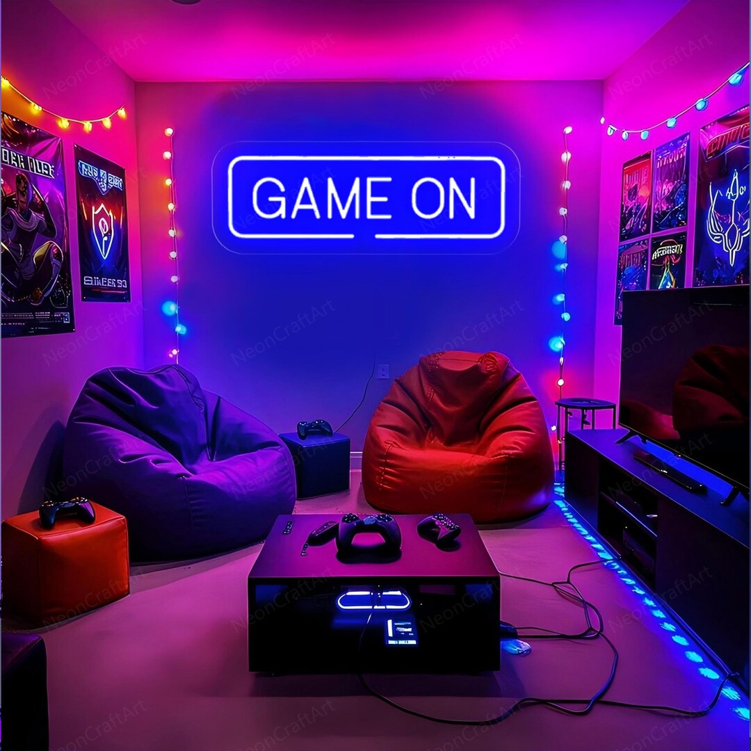 GAME ON Led Handmade Custom Neon Sign for Game Room Hall Advertising ...