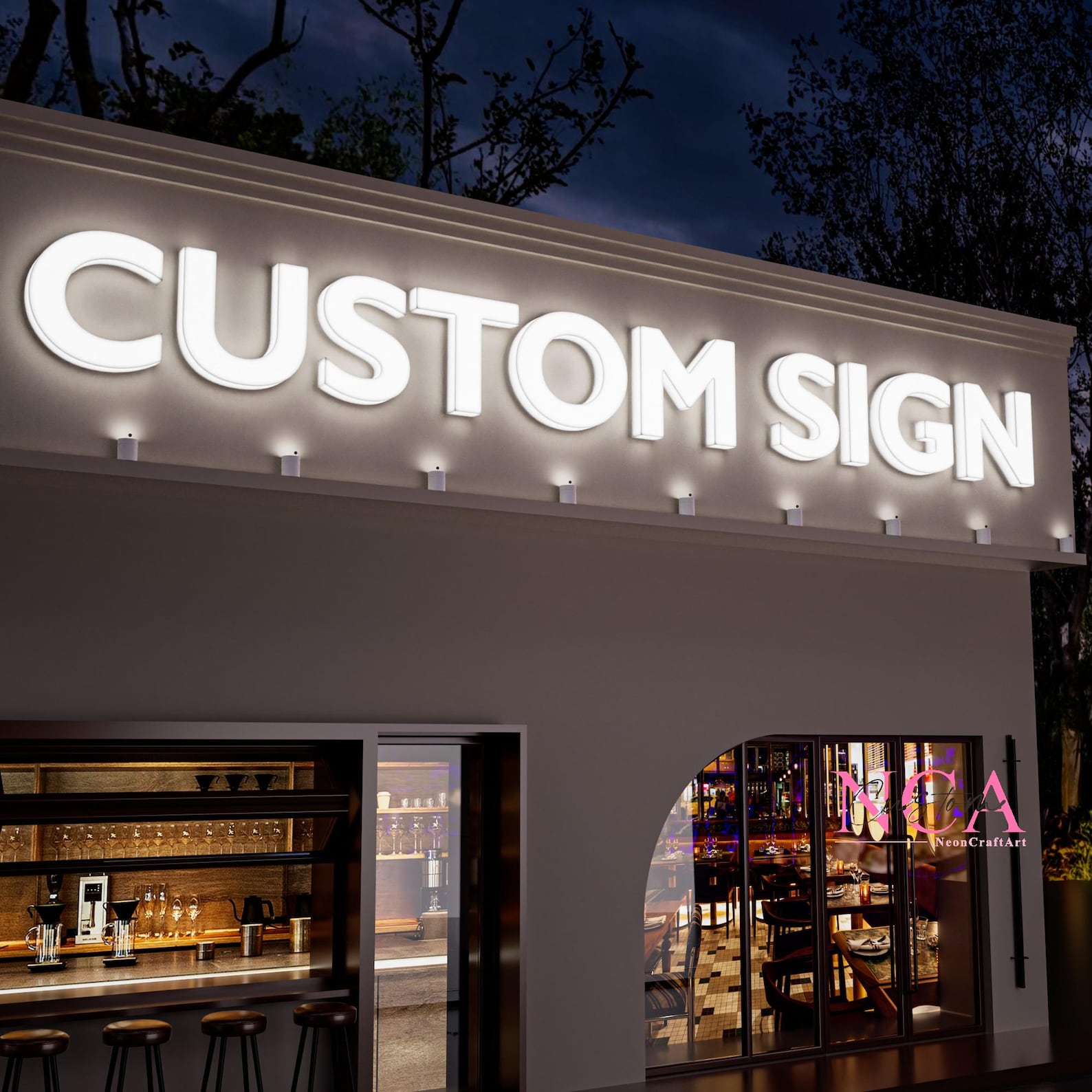 Custom LED Business Sign - 3D Illuminated Acrylic Letters - Waterproof ...