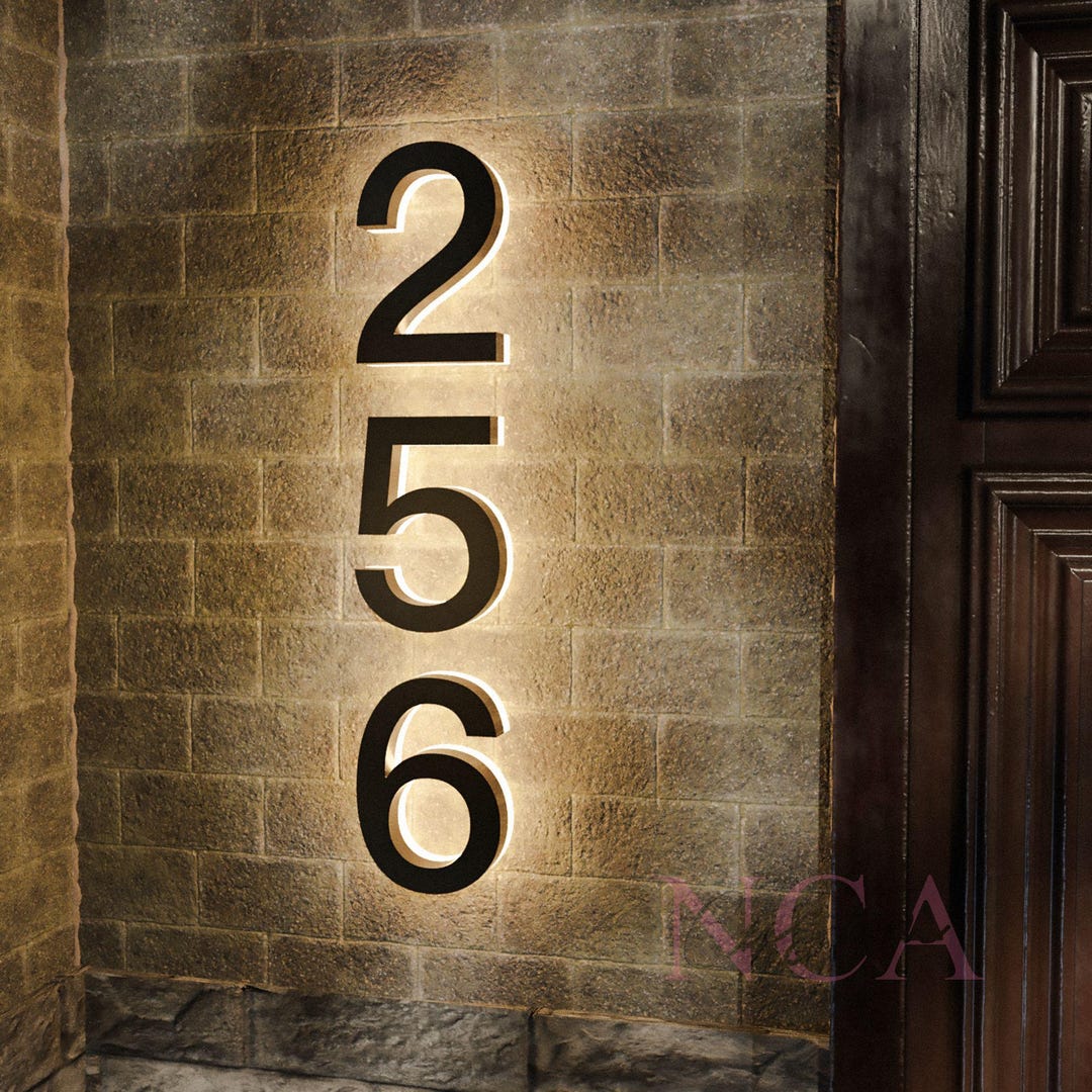Custom Home Number Sign,house Number Sign, LED Backlit House Numbers ...