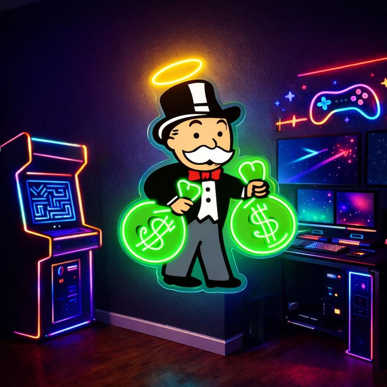 Monopoly Cash Neon Sign – UV Printed Acrylic LED Neon Wall Art With ...