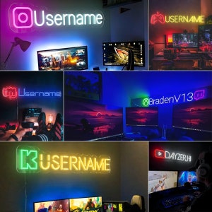 Custom Neon Sign Gamer Tag for Twitch Instagram Facebook Tktok Tag Game ...