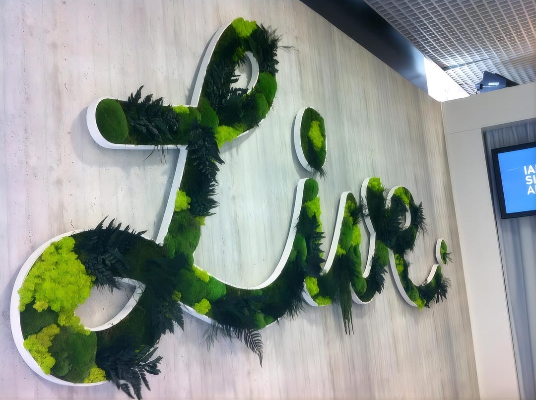 Custom Moss Sign,moss Art Logo,wall Moss Sign,handmade Moss Sign for ...