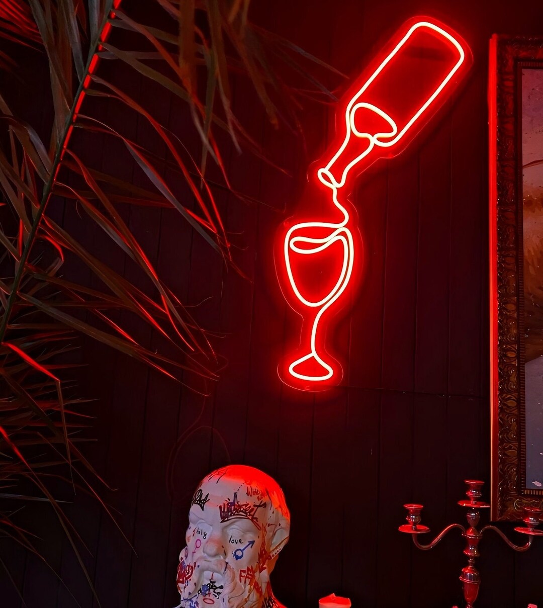 Wine Lover Art/ Wine Neon Sign/ Wine Glass Wall Decor/ Wine Led Sign ...