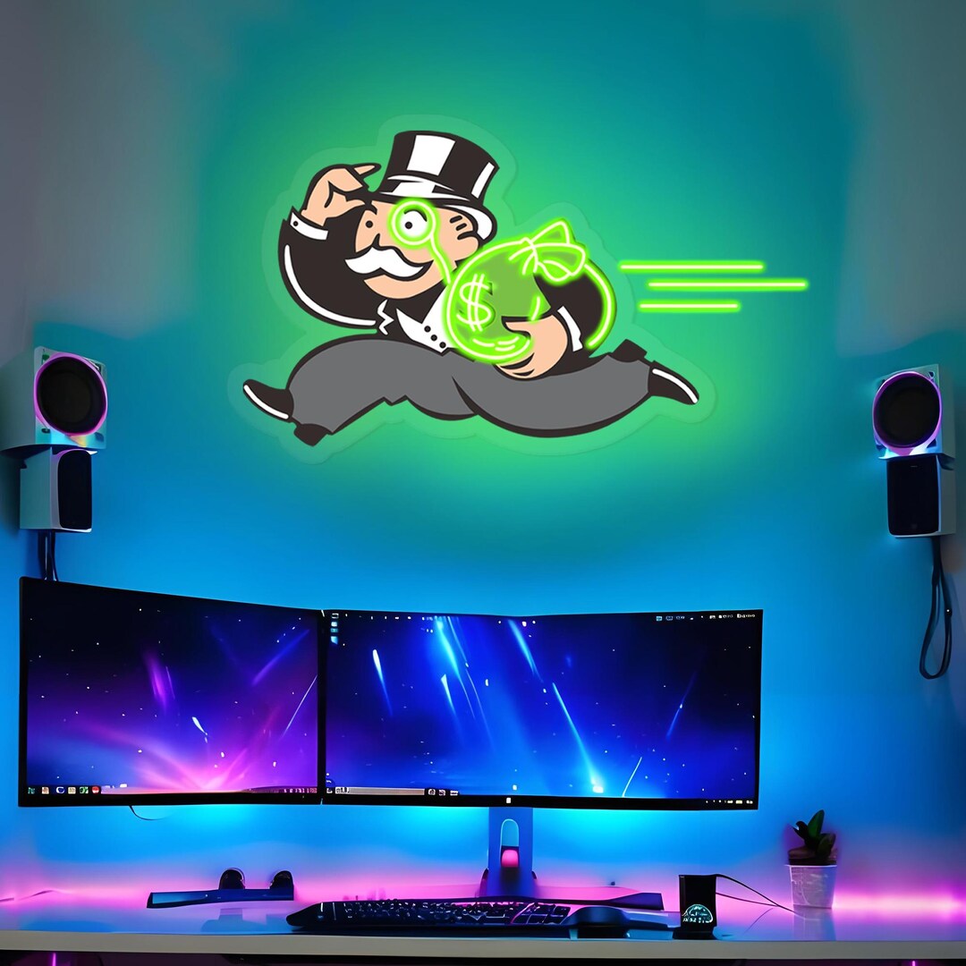 Monopoly Man Neon Sign Acrylic Art Sign, UV Print Acrylic Led Neon Sign ...