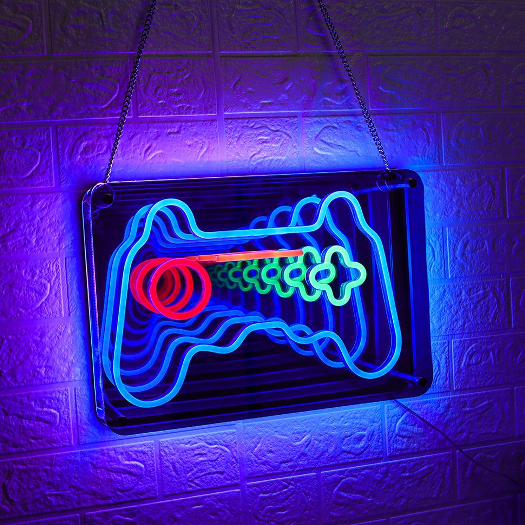 Infinity Mirror Gamer Neon Sign, Game Controller Neon Sign for Gamer ...
