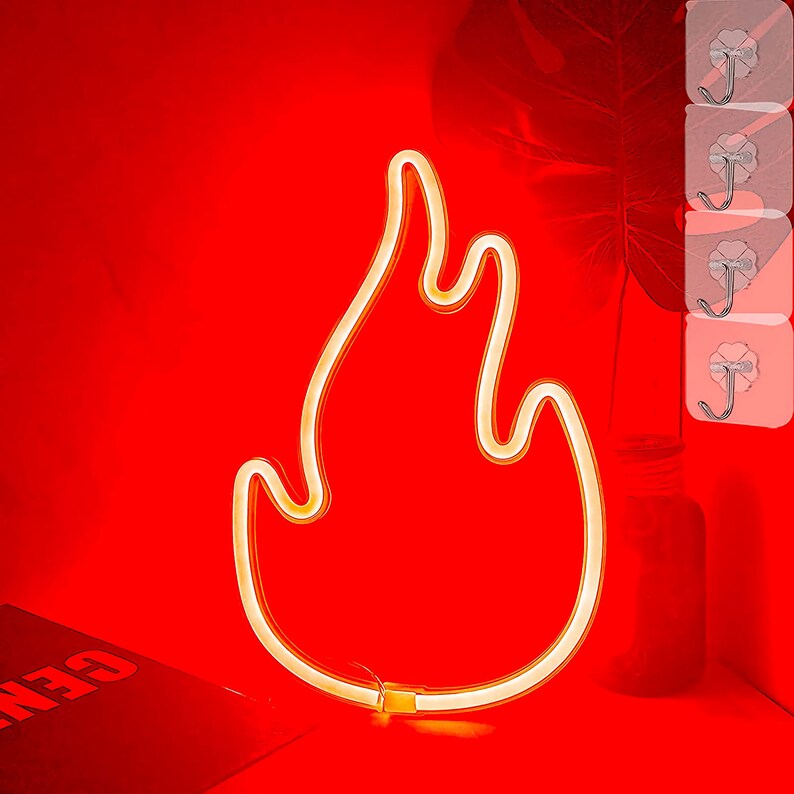 Flame Shaped Neon Sign LED Neon Lights for Bedroom Aesthetic Led Signs ...