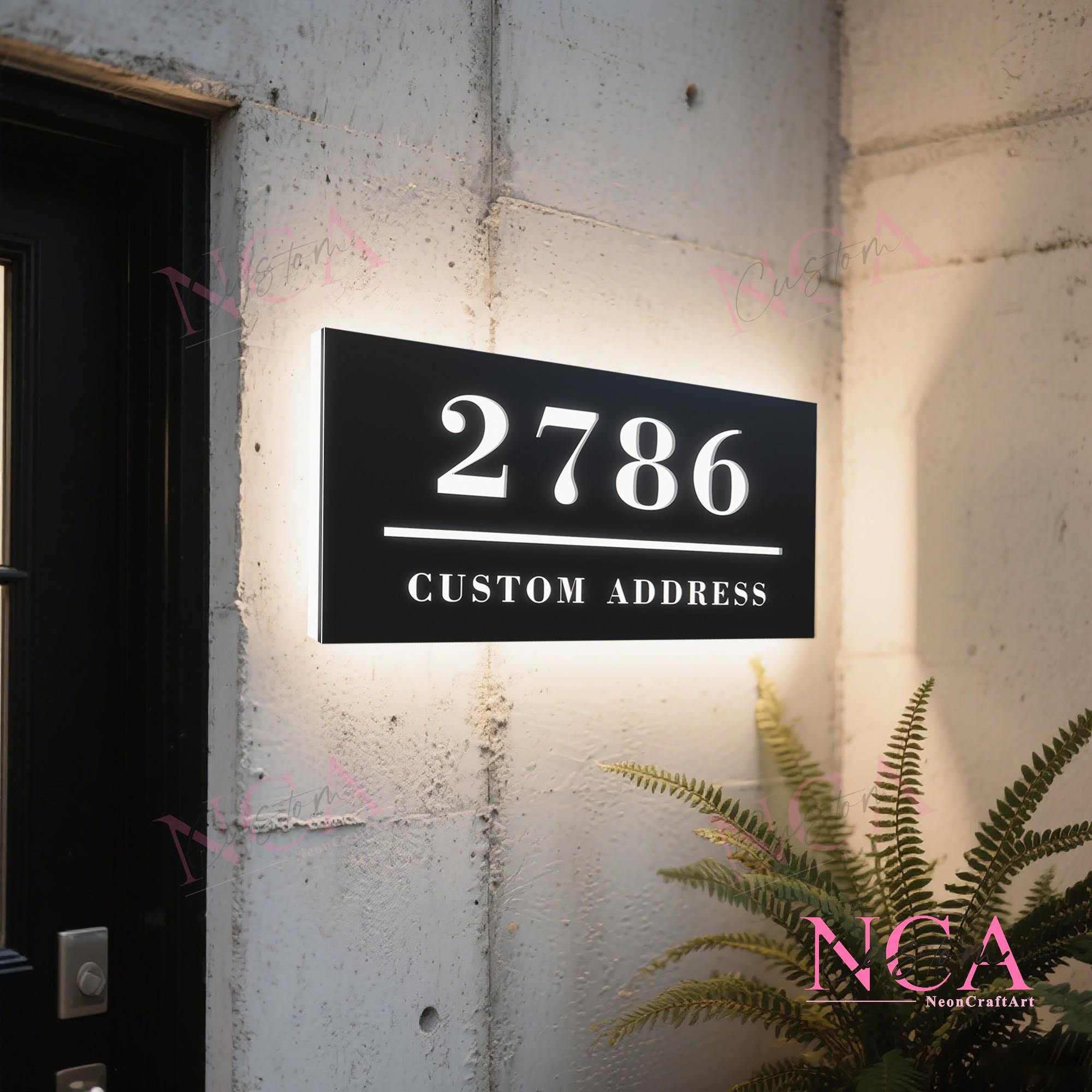 LED Backlit House Number, Light up House Numbers, Custom Illuminated ...