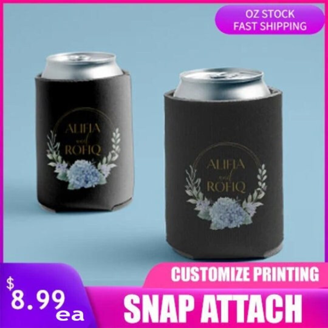 Personalised Stubby Holder, Snap Attach Can Coolers, Wedding Favors ...