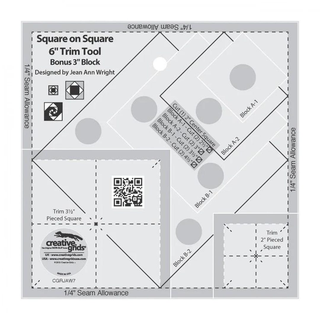 Creative Grids Square on Square Trim Tool - 6in or 3in Finished- Ruler ...