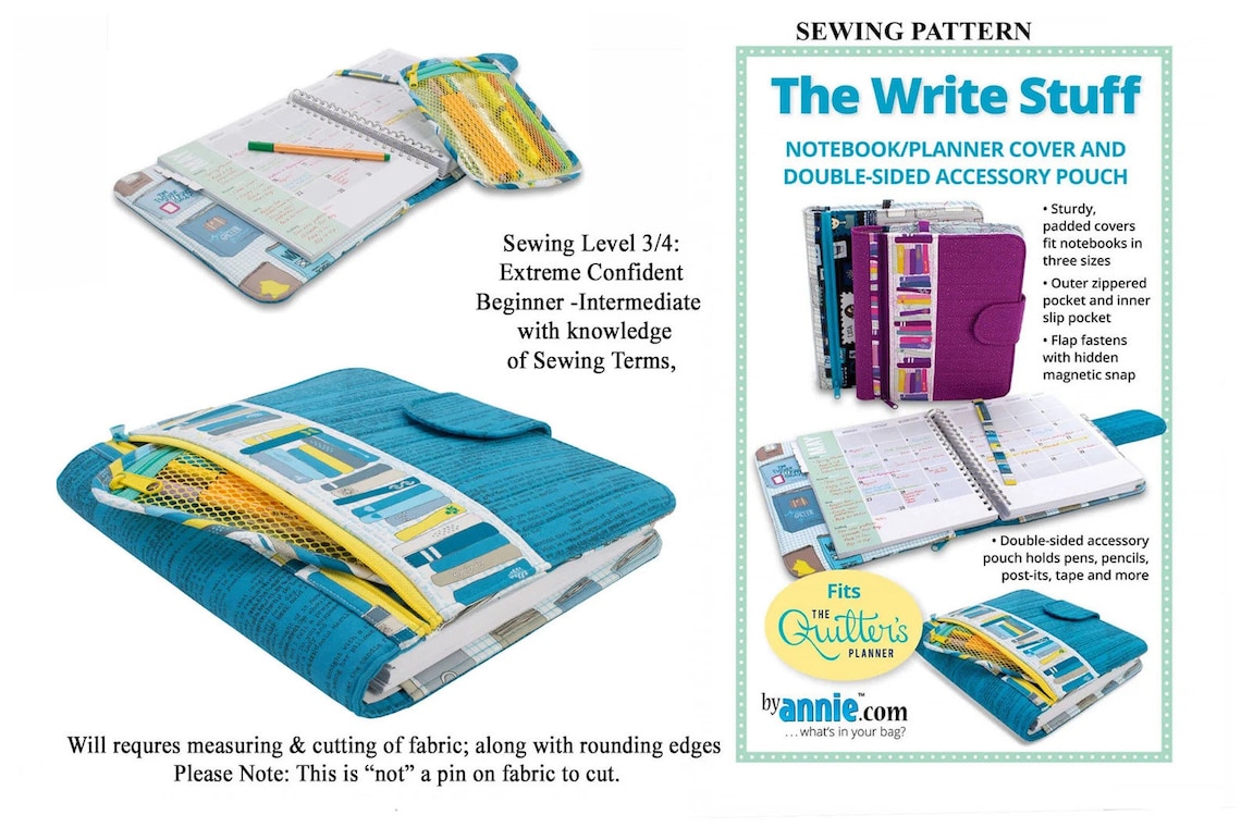 The Write Stuff, Notebook Planner COVER Sewing Pattern for 3 SIZES by ...