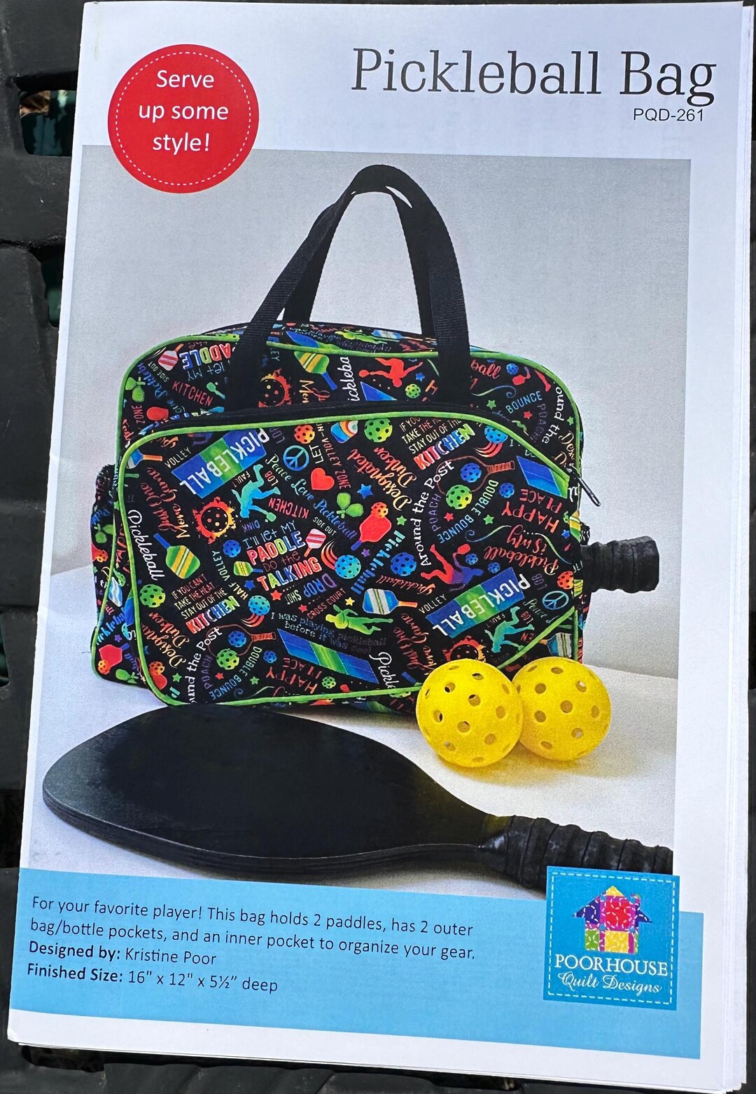 Pickleball Bag Pattern by Poorhouse Quilt Desighns - PQD-261 - Etsy