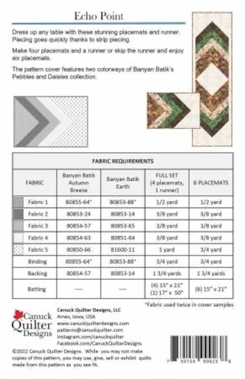 Echo Point CQ9238 Placemat, Table Runner Pattern - Etsy
