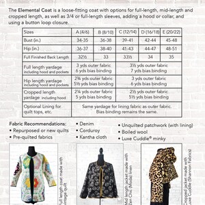 Elemental Coat Sewing Pattern: Repurposed Quilt Design (printed Paper ...