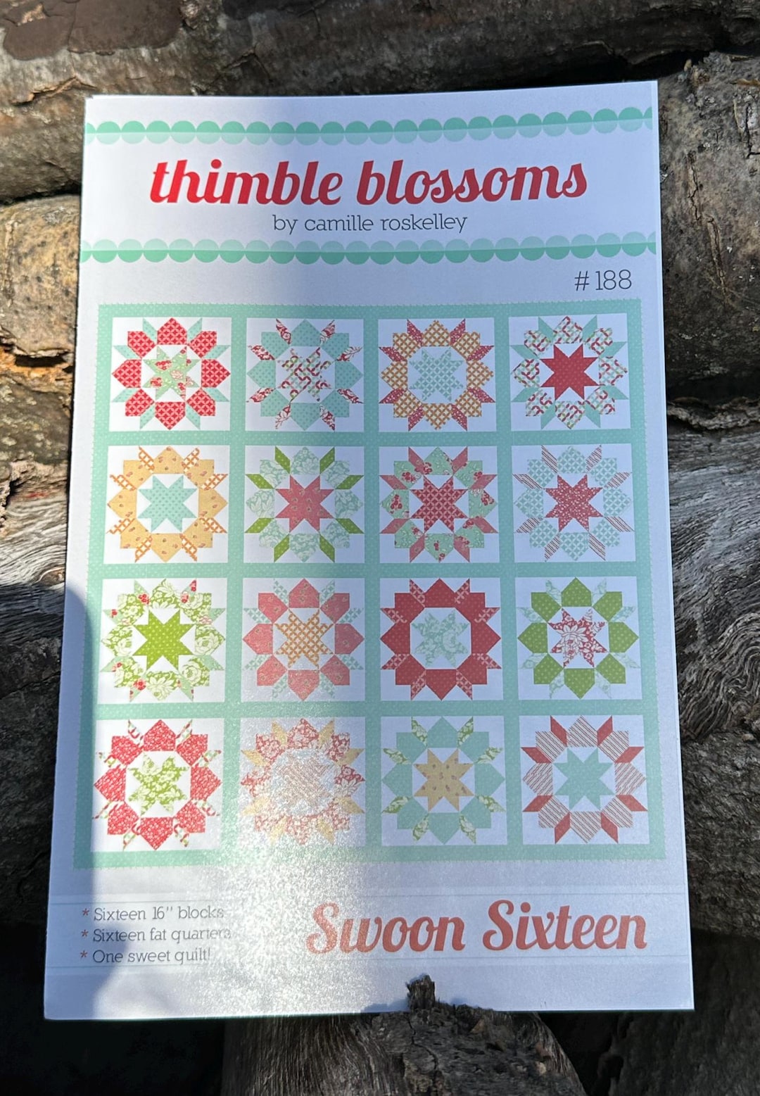 Swoon Sixteen Quilt Pattern by Thimble Blossoms = 16" Block, 16 FQ, One ...