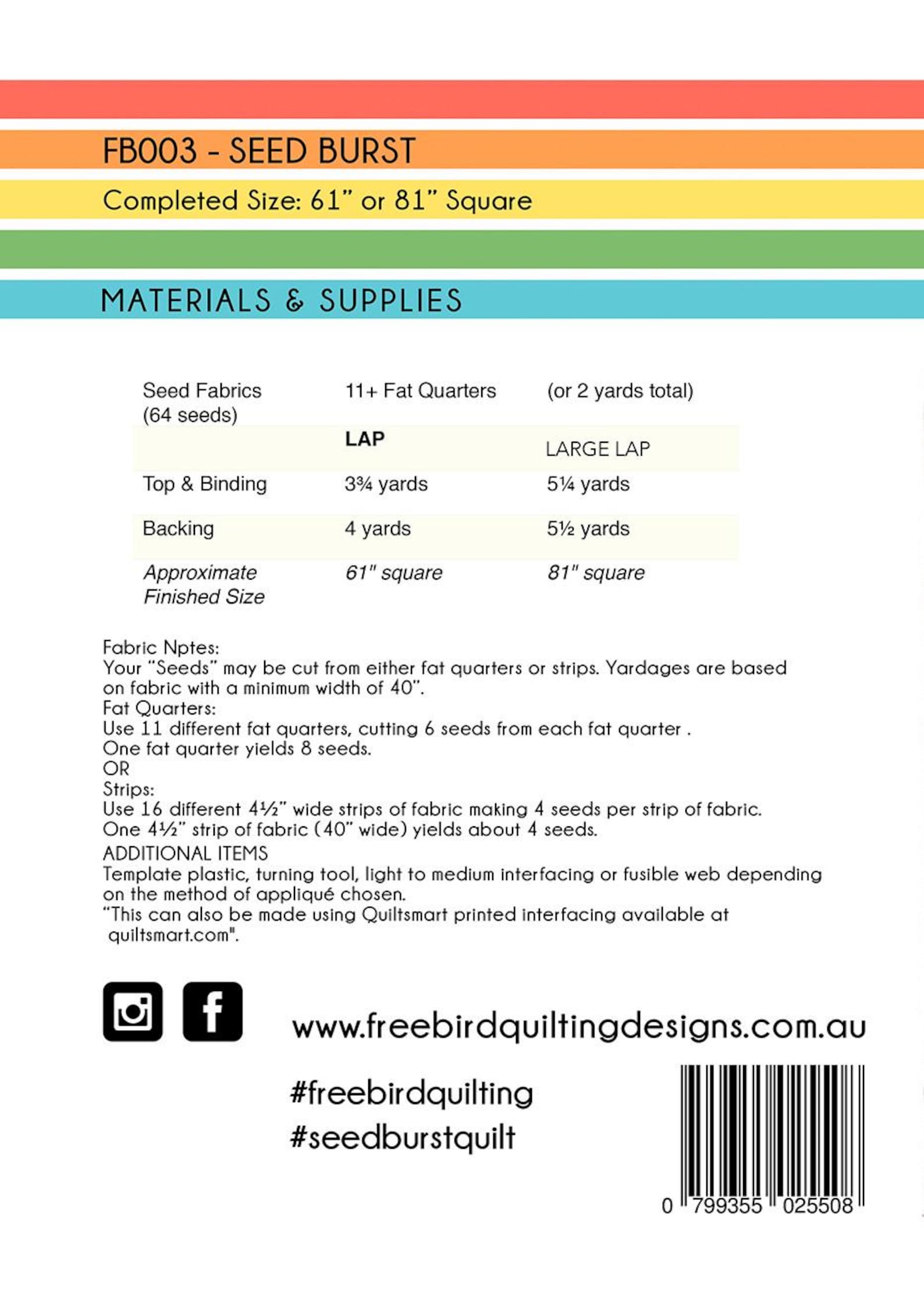 Seed Burst Pattern and Acrylic Template Quilt Pattern by Free Bird ...