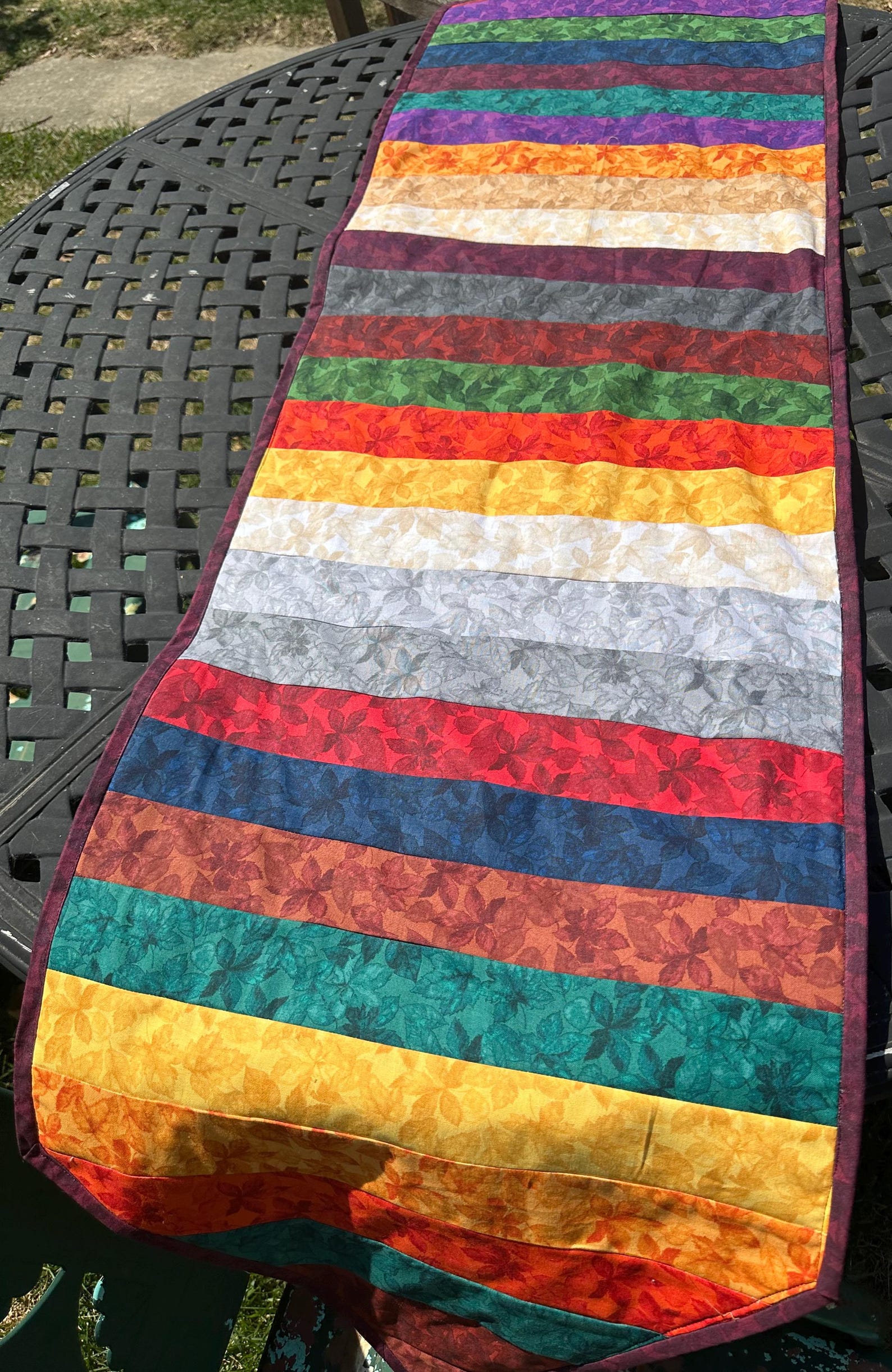 Fall Reversible Stripy Table Runner Kit, Your Choice Binding Color - Etsy
