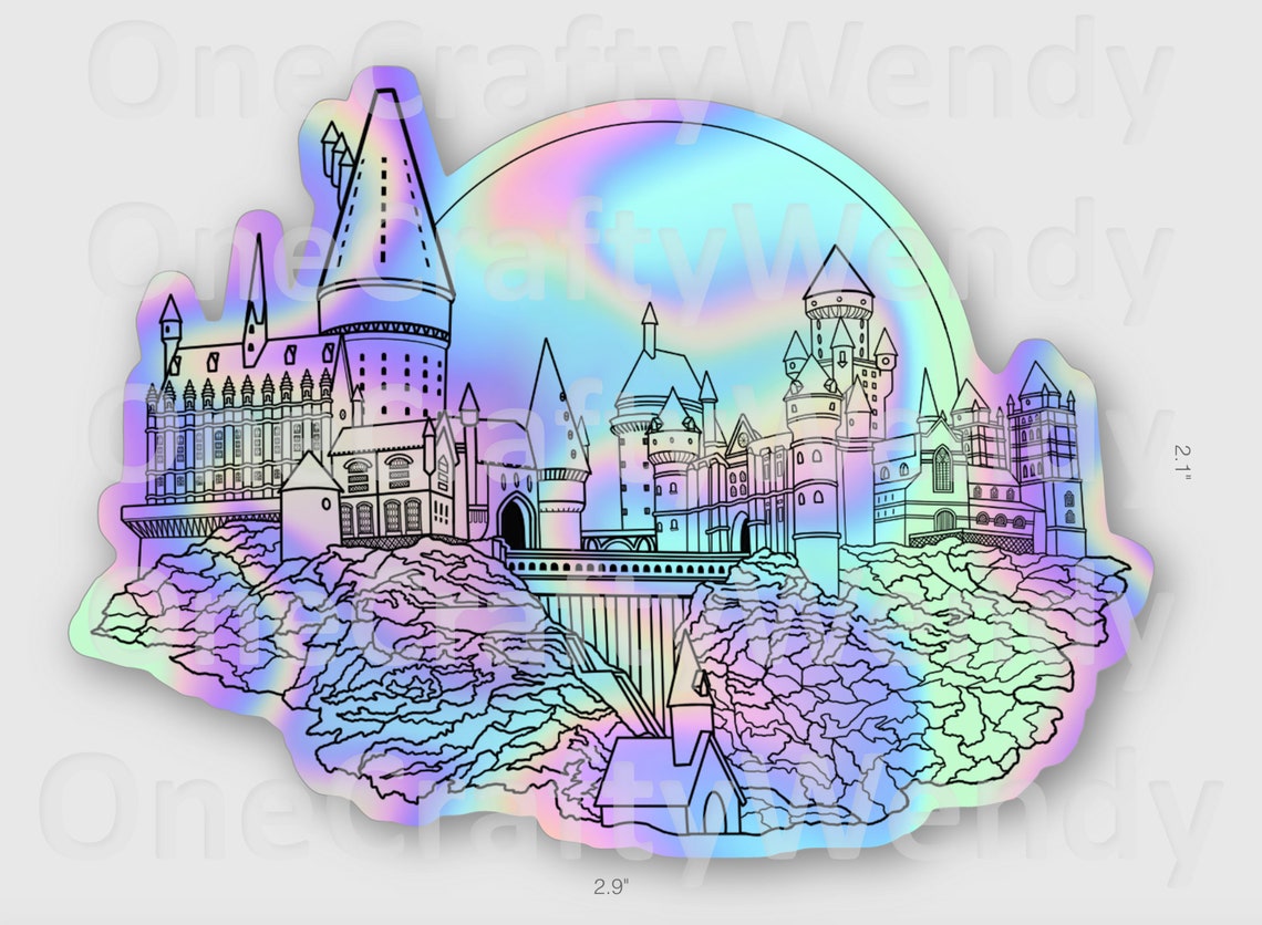 Hogwarts Castle Holographic Sticker Harry Potter | Etsy
