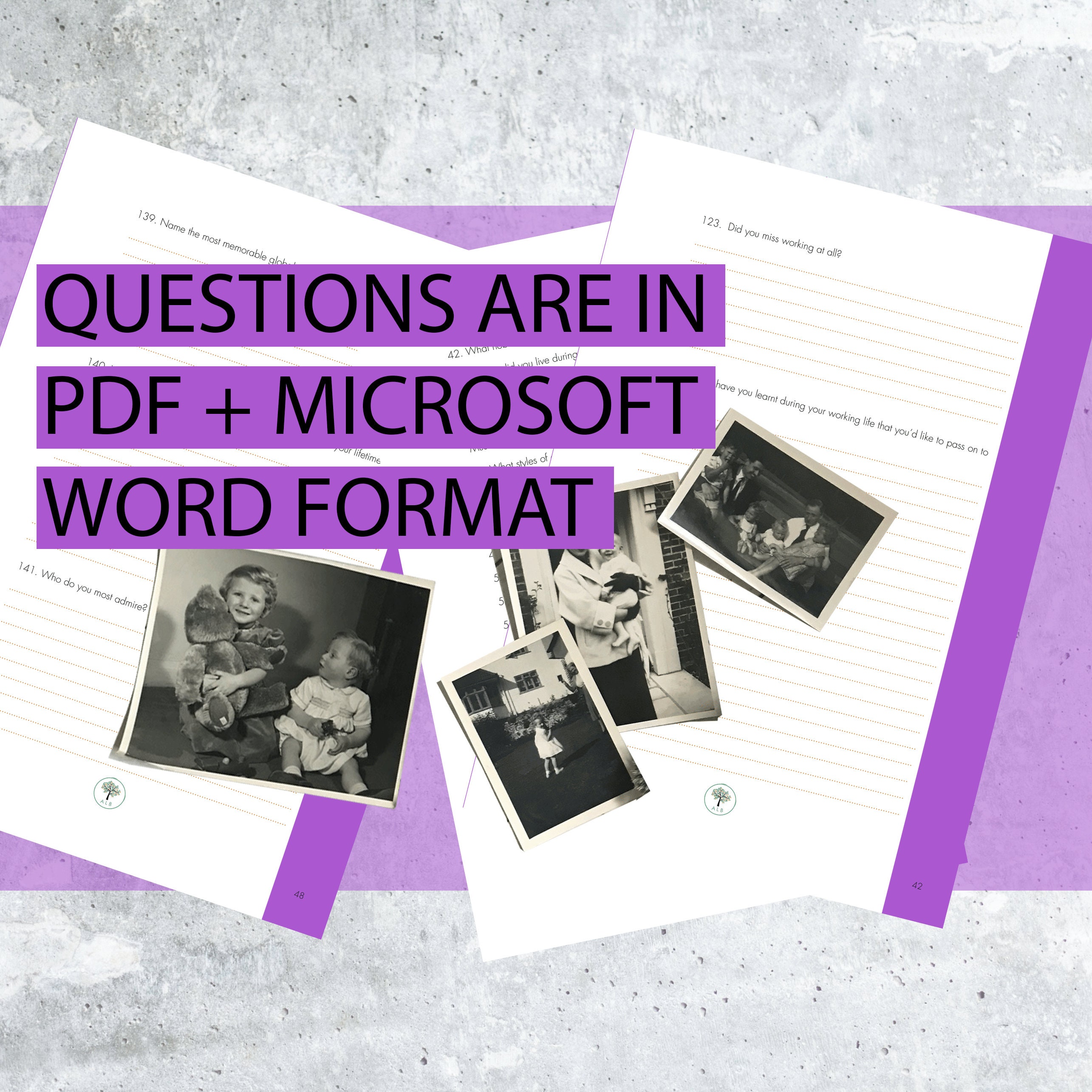 Life Story Questions 150 PURPLE Instant Digital Download Printable ...