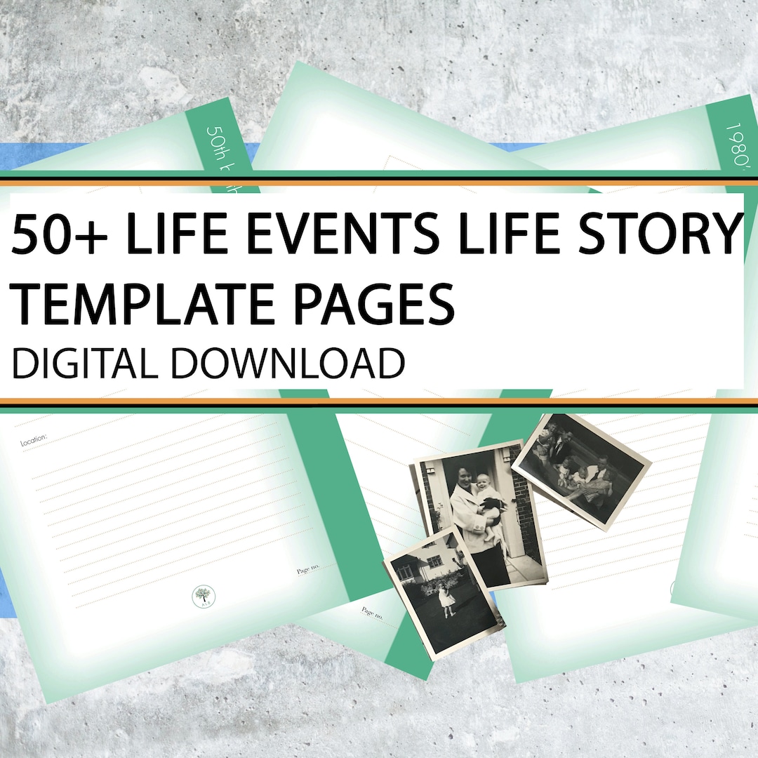 50 Life Events Printable Pages Digital Download Grandparent's / Parent ...