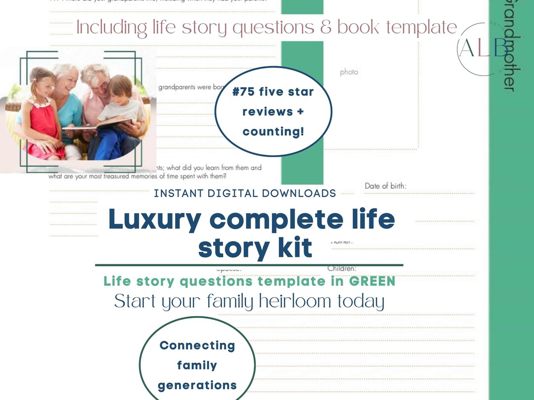 Life Story Book Template: 277+ Pages, 150+ Questions (digital Download ...