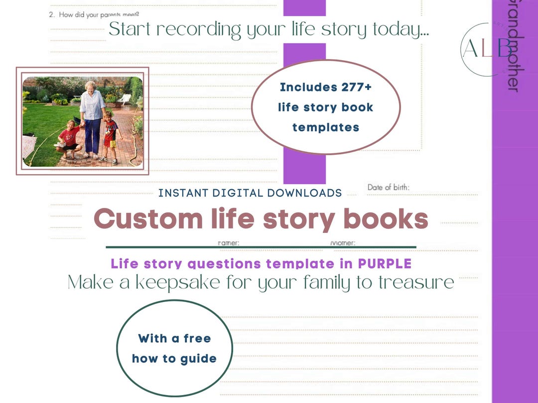 Luxury 277+ Page Life Story Book Template PURPLE | Instant Digital ...