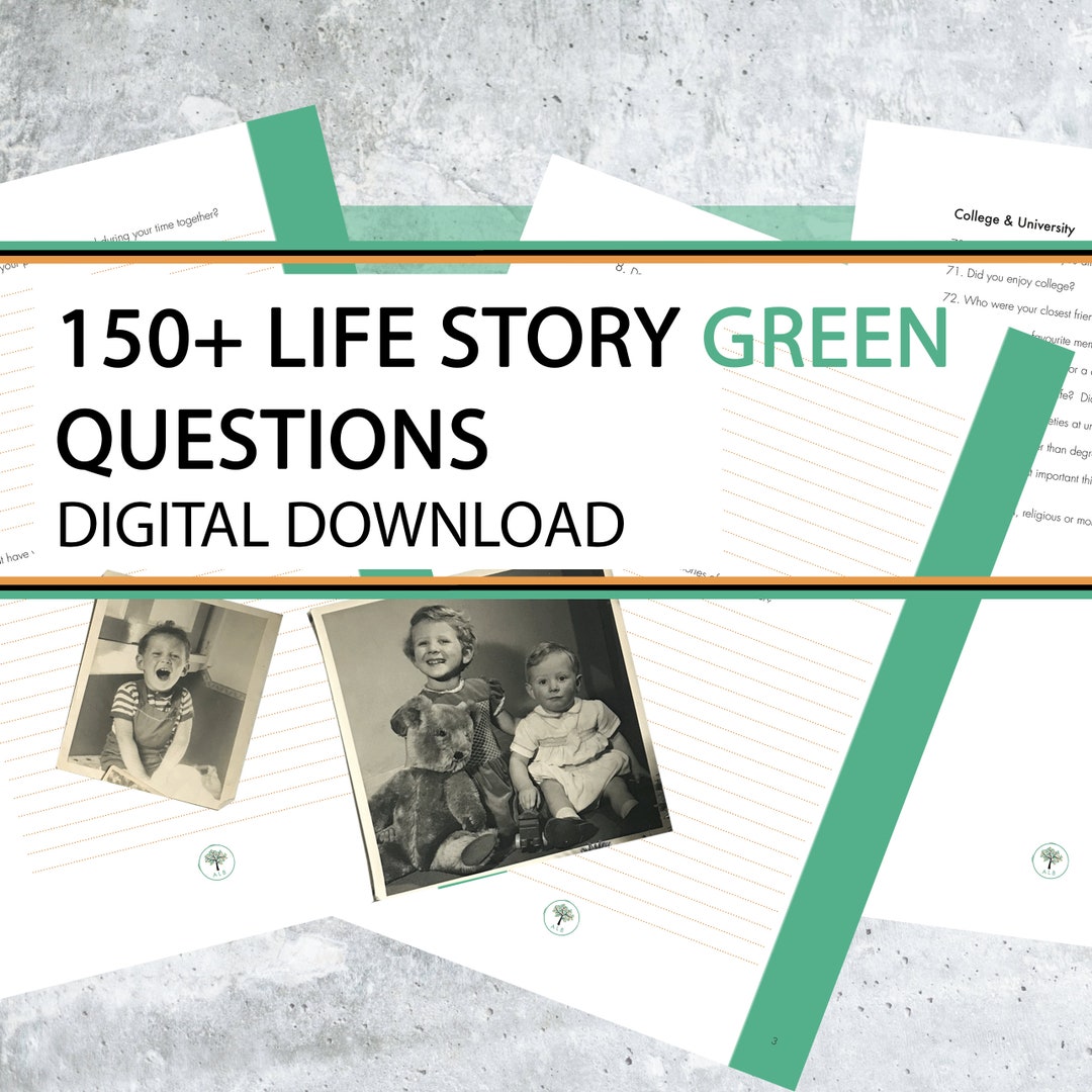 Printable Legacy Memory Workbook 150 Life Story Questions GREEN Instant ...