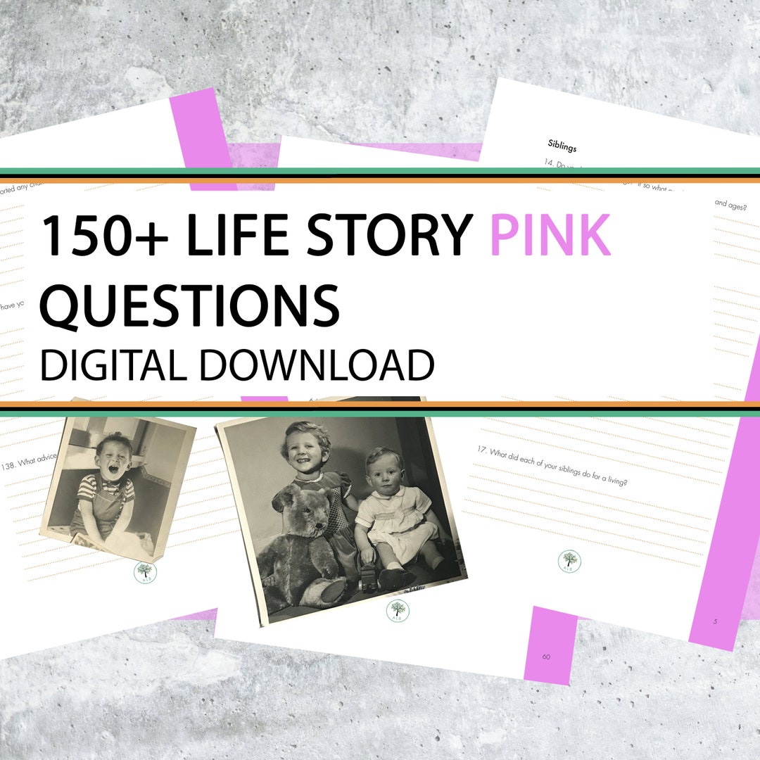 Last Minute Gift 150 Life Story Questions PINK Printable Legacy Memory ...