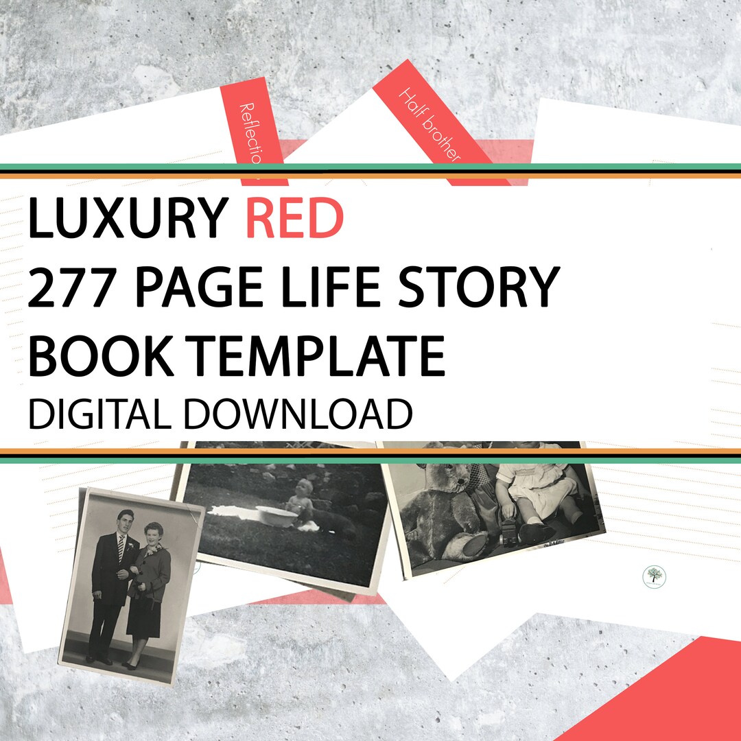 Luxury 277 Page Life Story Book Template RED Instant - Etsy