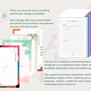 Instant Gift Download | 150+ Life Story Questions Green Pink Art Border ...