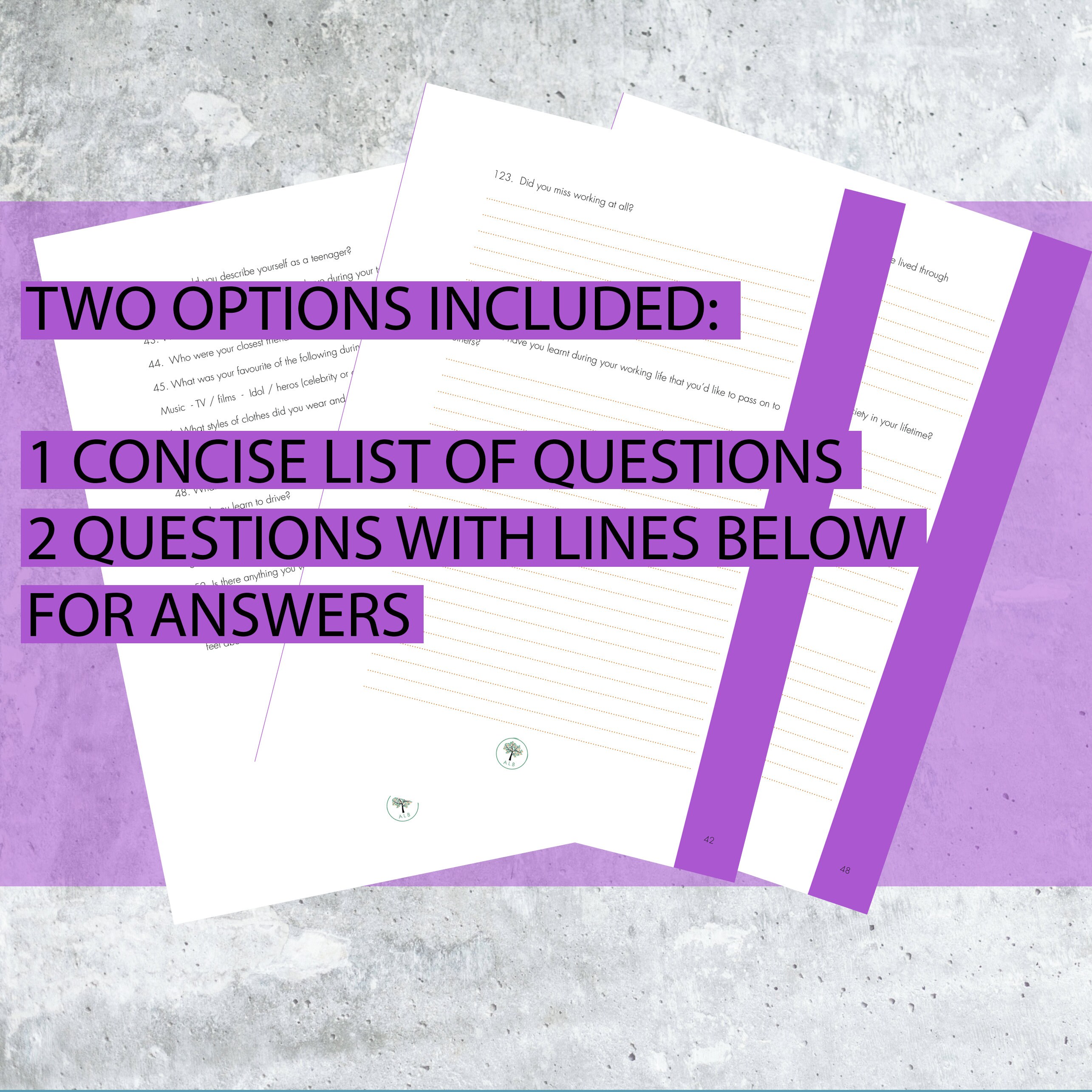 Life Story Questions 150 PURPLE Instant Digital Download Printable ...