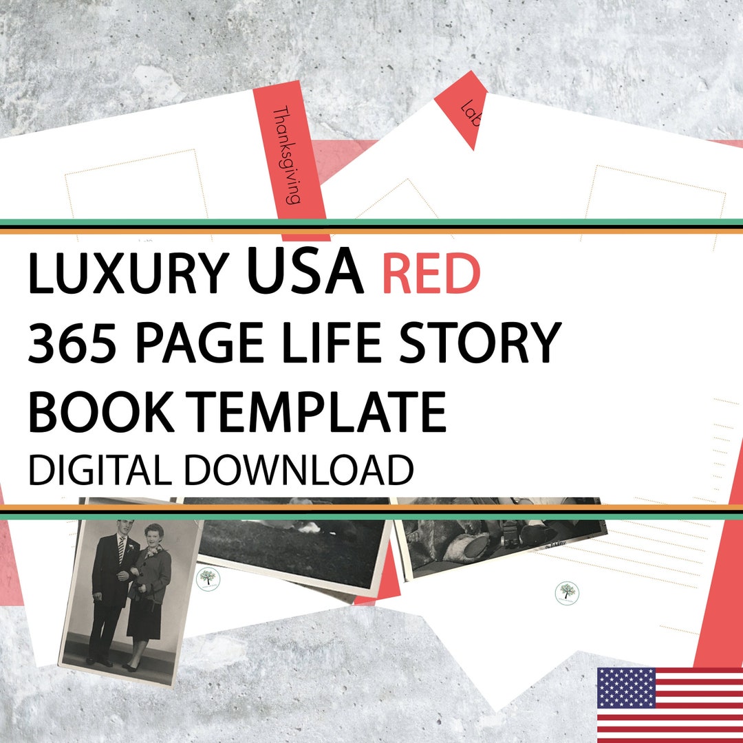 Guided 365 Page USA Life Story Template: Red Edition Instant Download ...