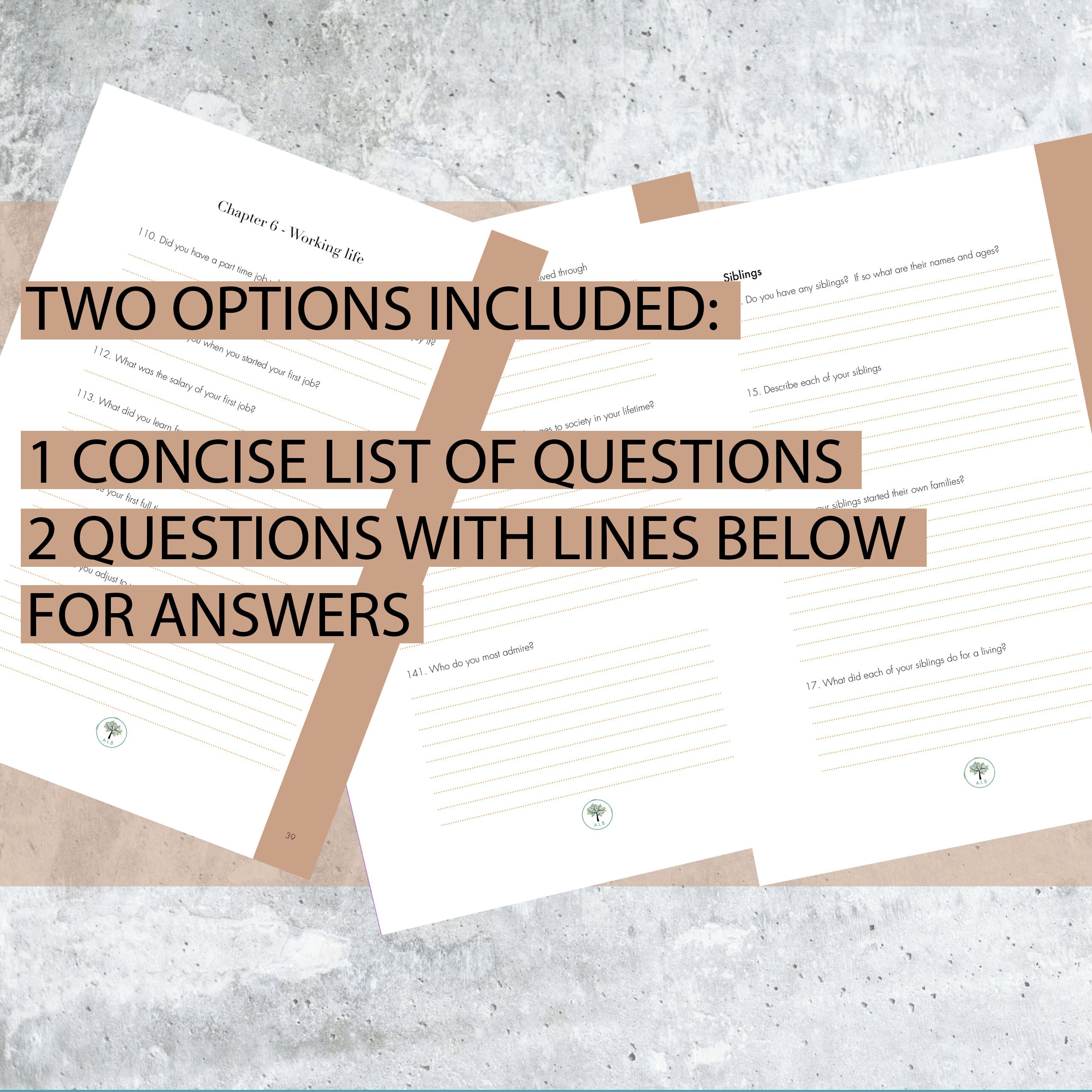 150 Life Story Questions SEPIA Instant Digital Download Printable ...