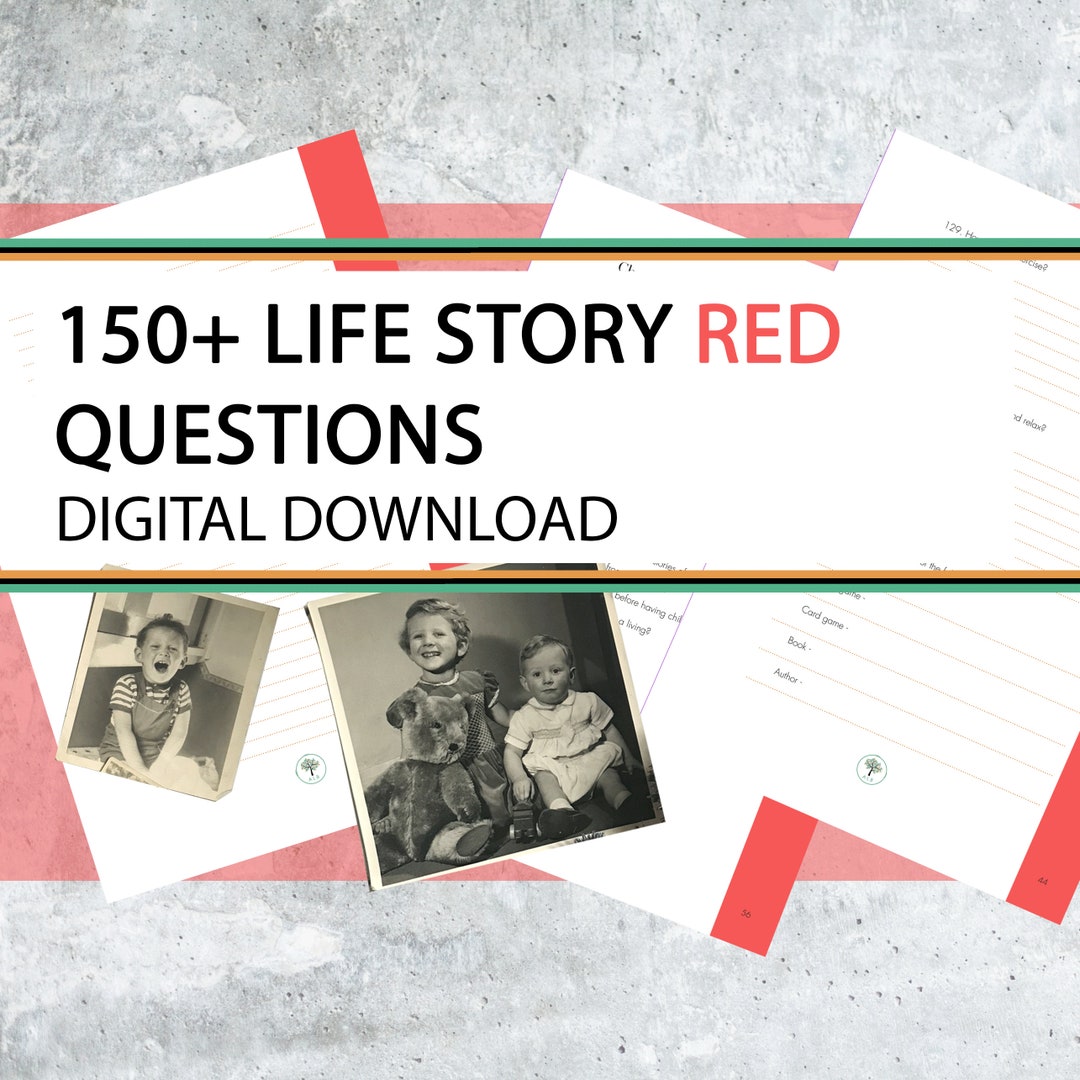 Memory Journal Book 150 Life Story Questions RED Instant Digital ...