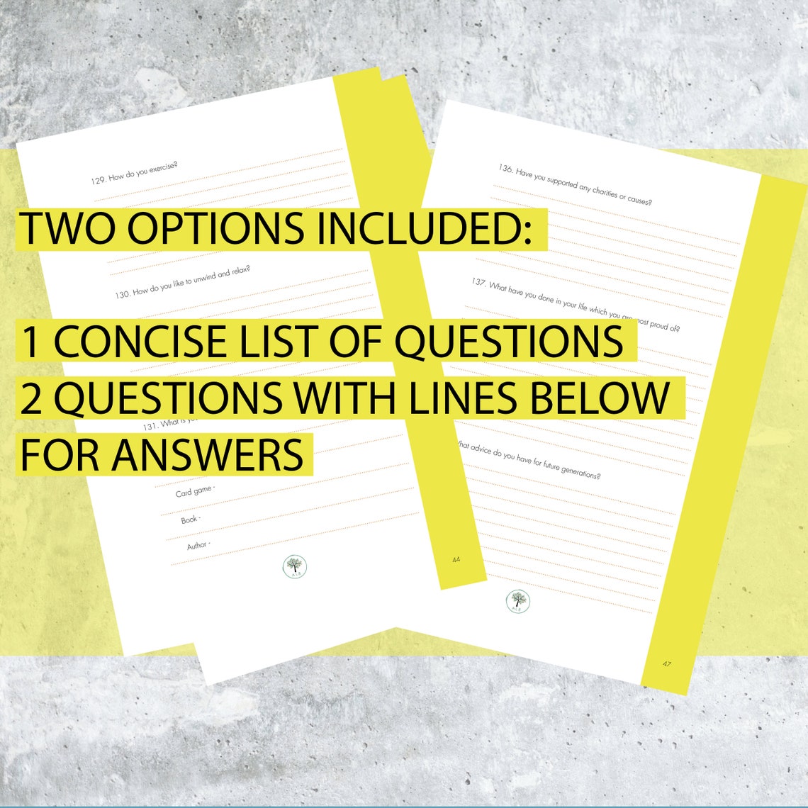 Dementia Activity 150 Life Story Questions YELLOW Instant Digital ...