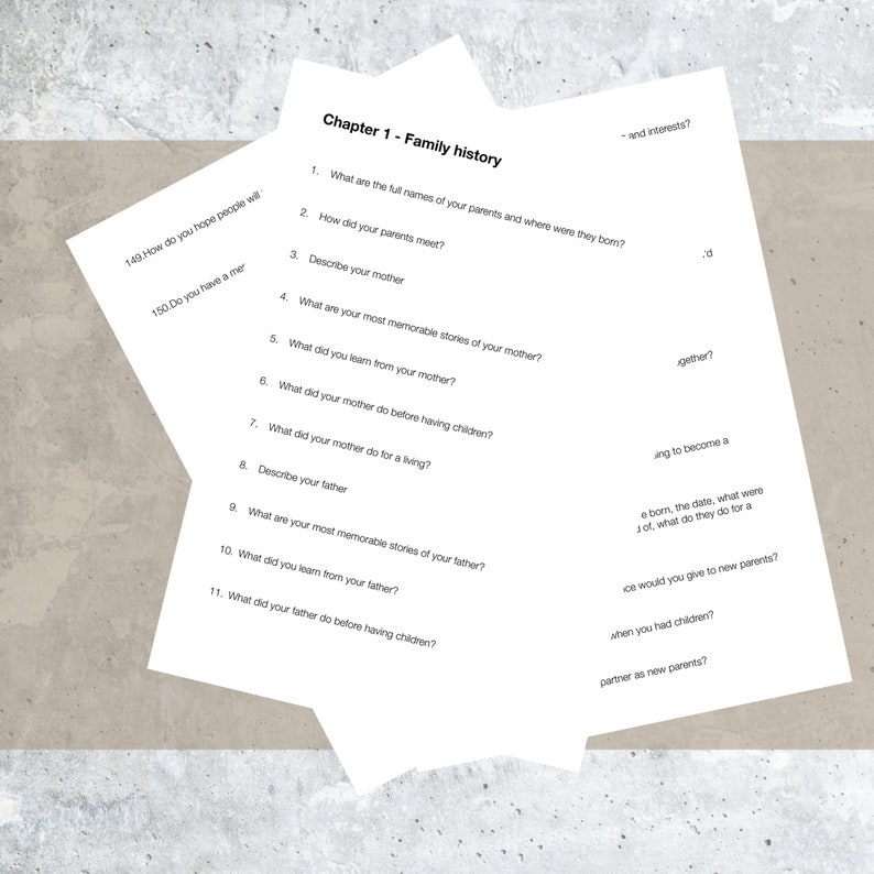 Printable Memory Jar: Life Story Prompts Instant Digital Download ...