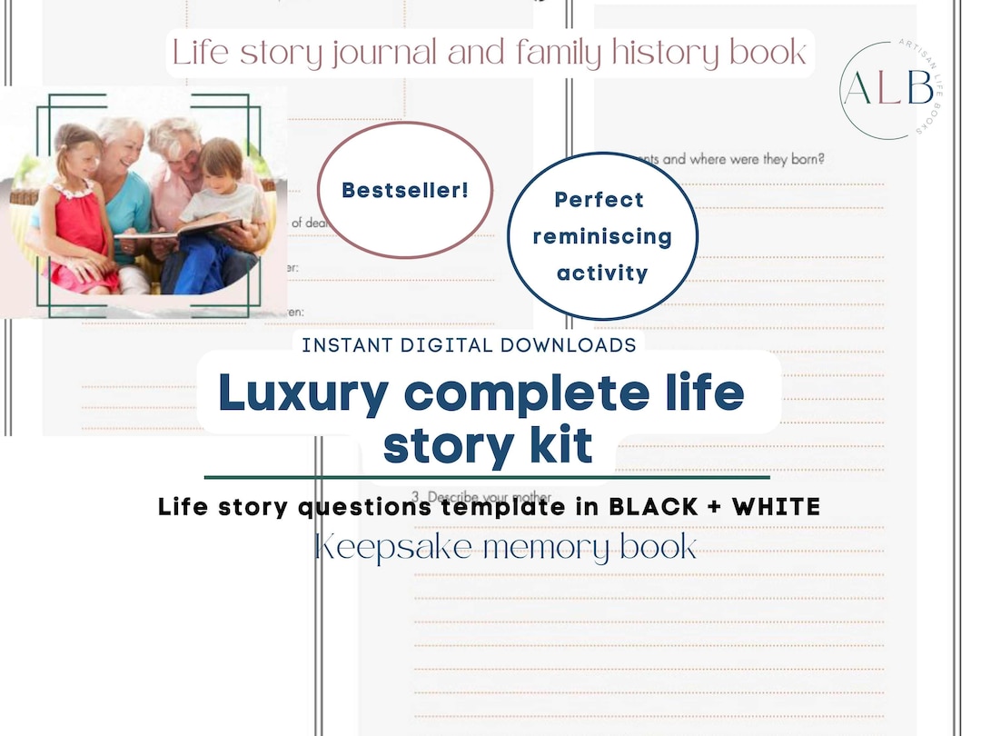 Life Story Book Template: 277+ Page Keepsake Journal (digital Download ...