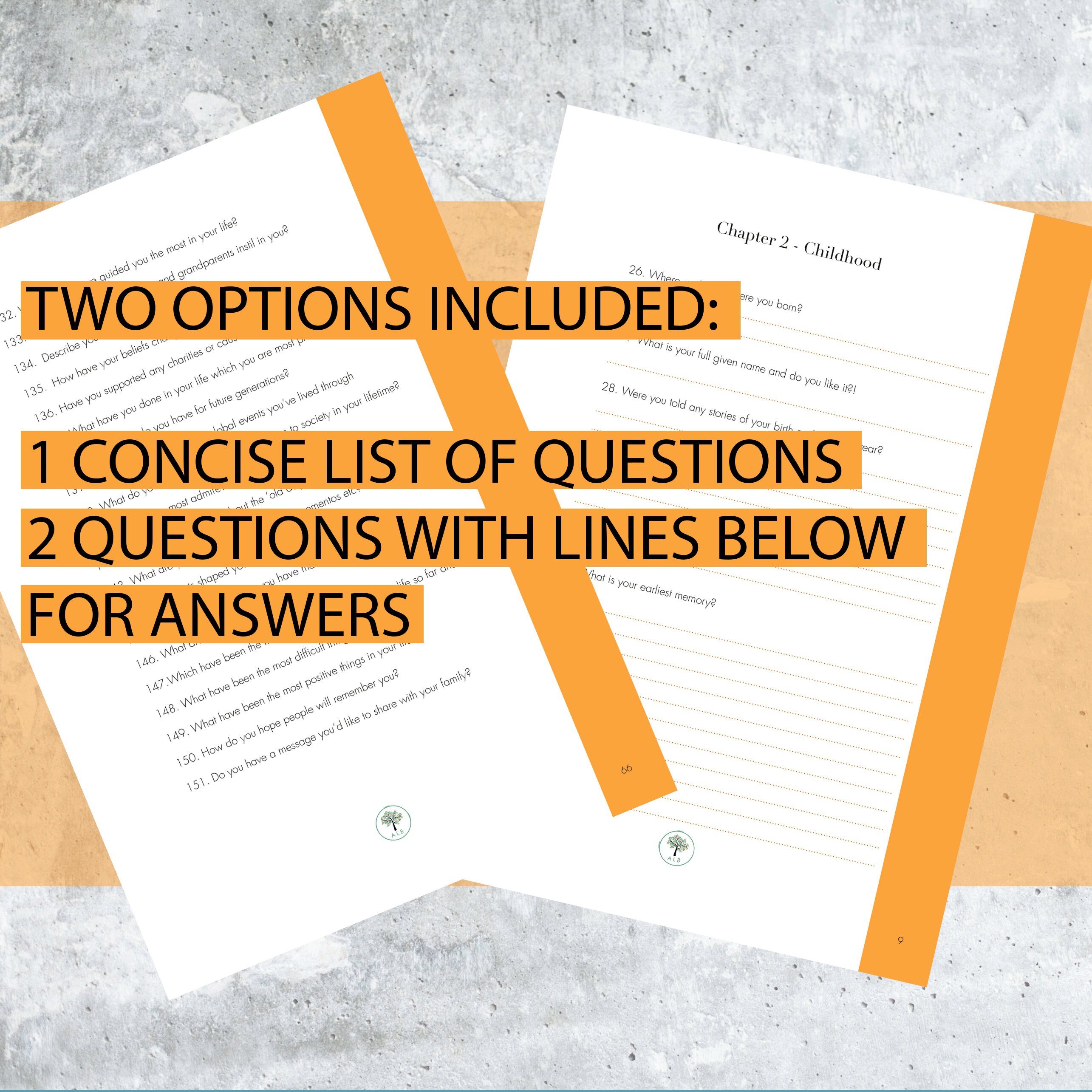 Timeless Gift 150 Life Story Questions ORANGE Instant Download ...