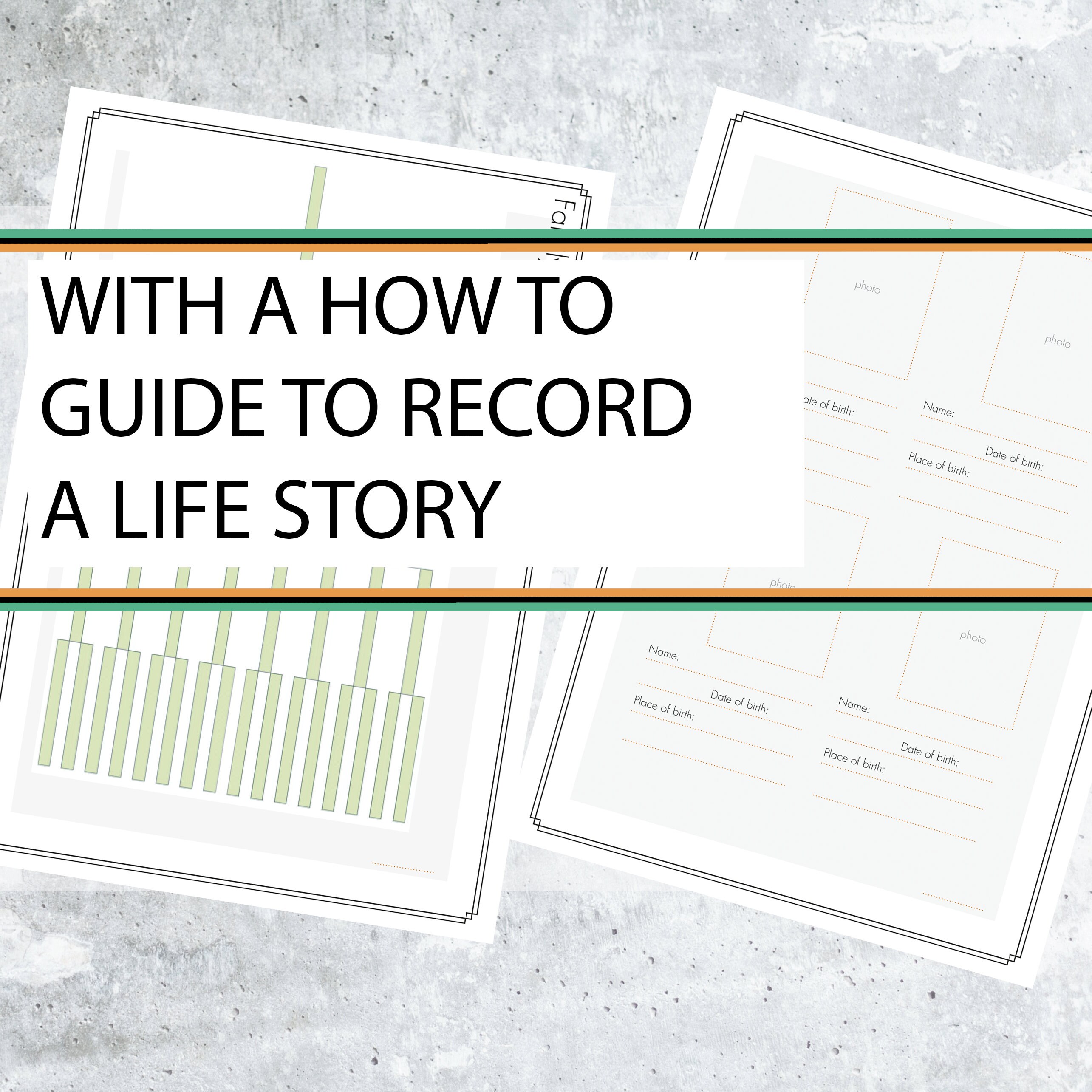 Luxury 277 Page Life Story Book Template BLACK BAND BORDER Instant ...