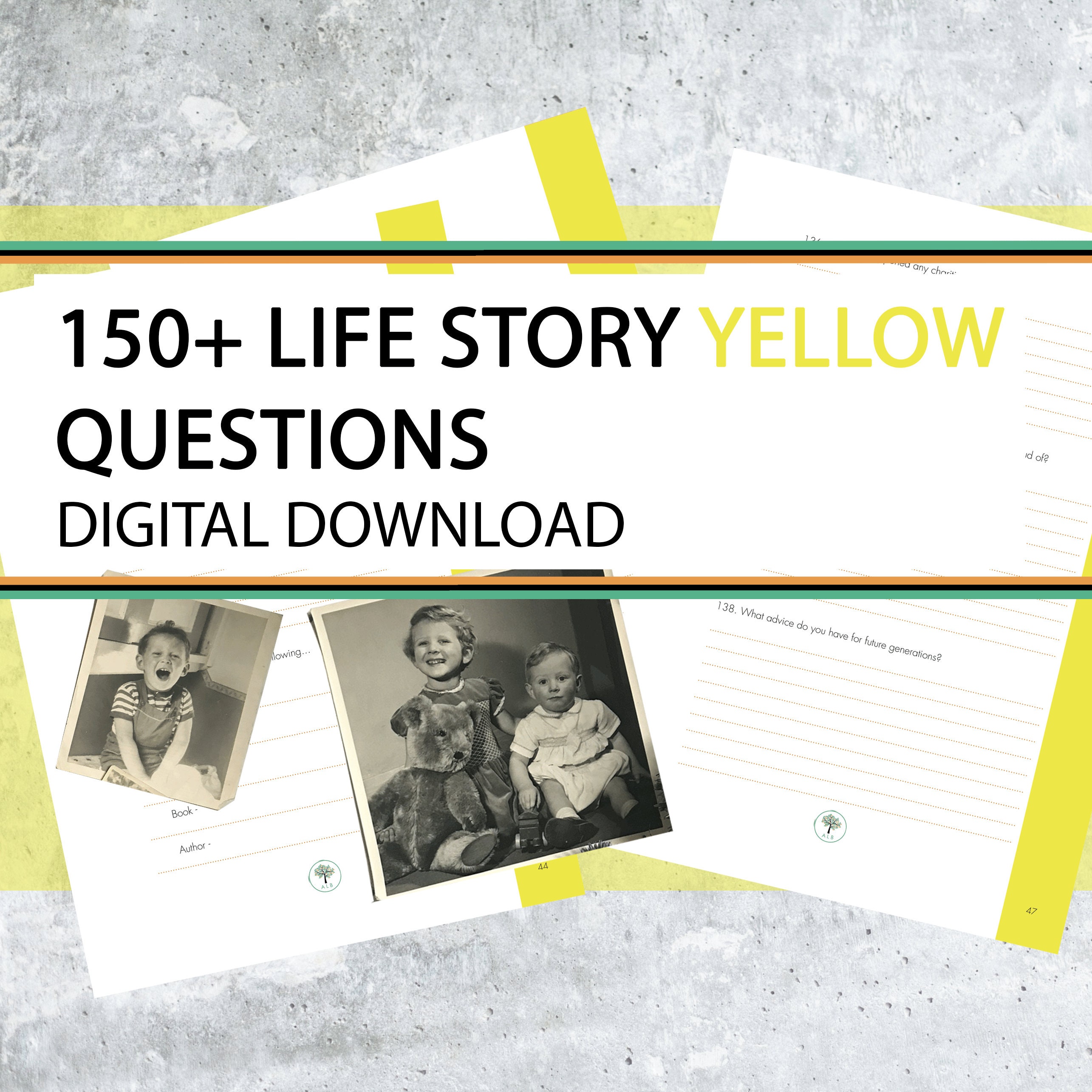 Dementia Activity 150 Life Story Questions YELLOW Instant Digital ...