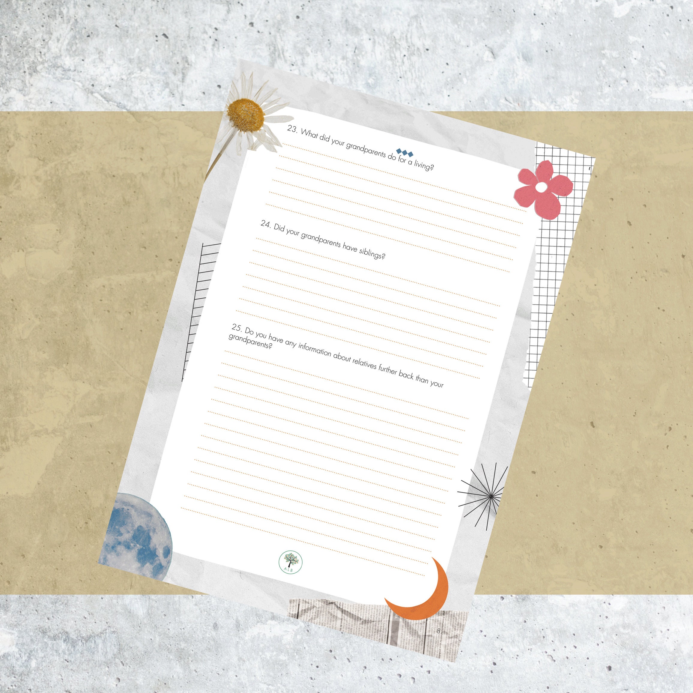 150 Life Story Questions Daisy Border Instant Download - Etsy