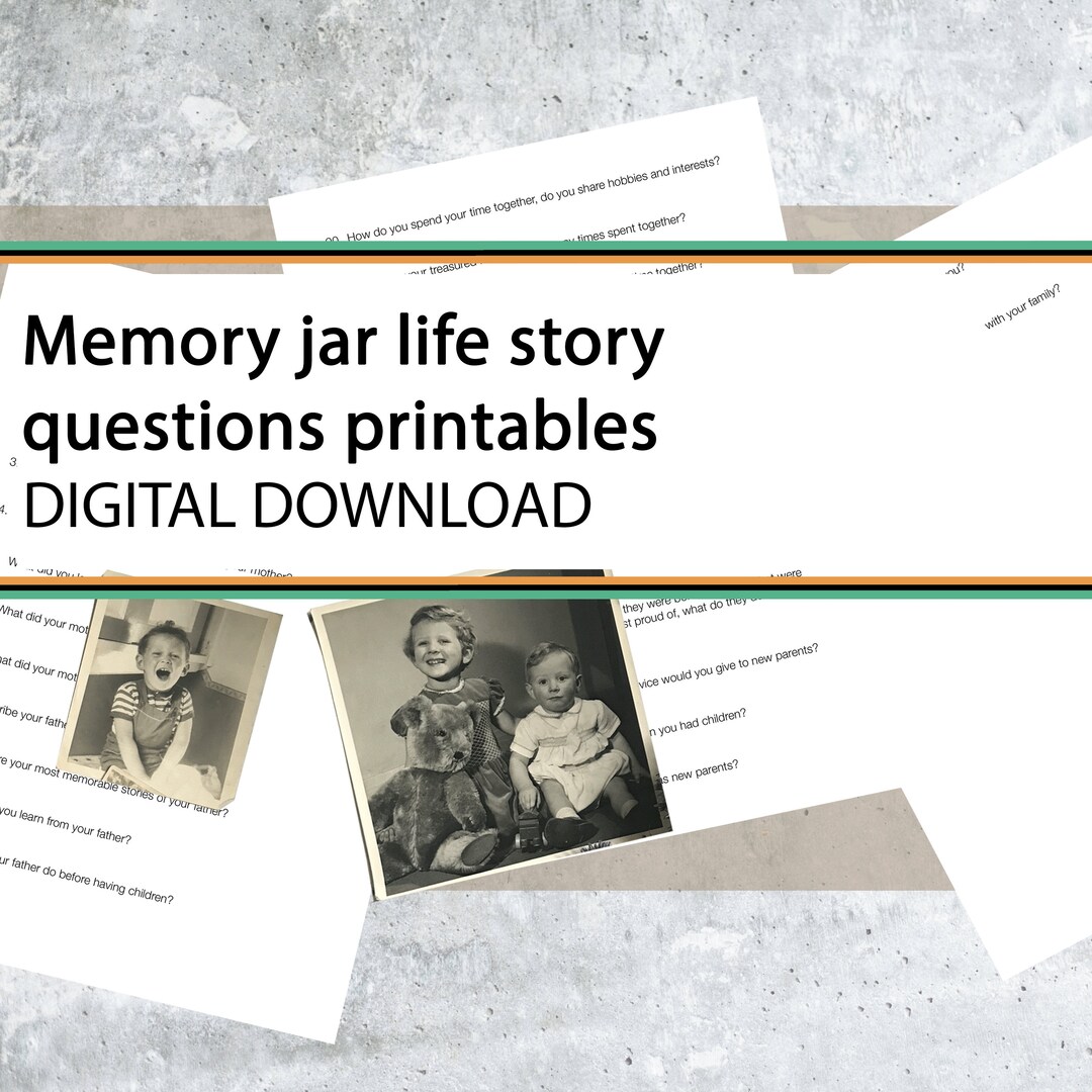 Printable Memory Jar: Life Story Prompts Instant Digital Download ...