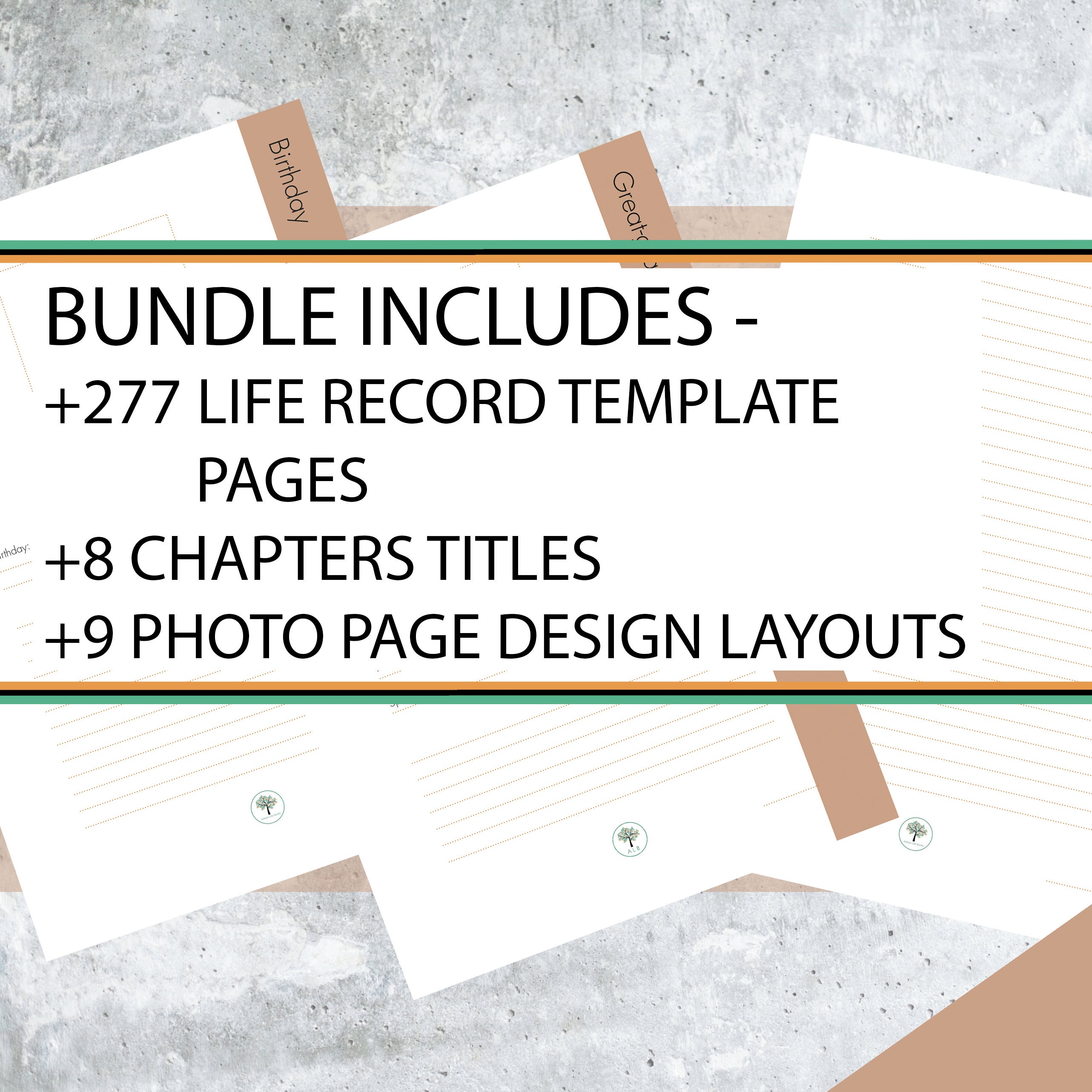 Luxury 277 Page Life Story Book Template SEPIA Instant Digital Download ...