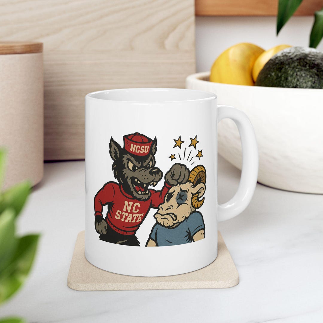 NC State Mr. Wuf Vs. UNC Rameses Rivalry Mug, Funny College Mascot ...