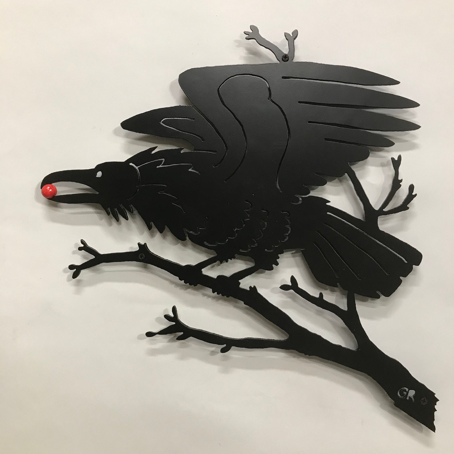 Wall Mounted Raven - Steel Raven Sculpture, Home or Garden Decor - Etsy