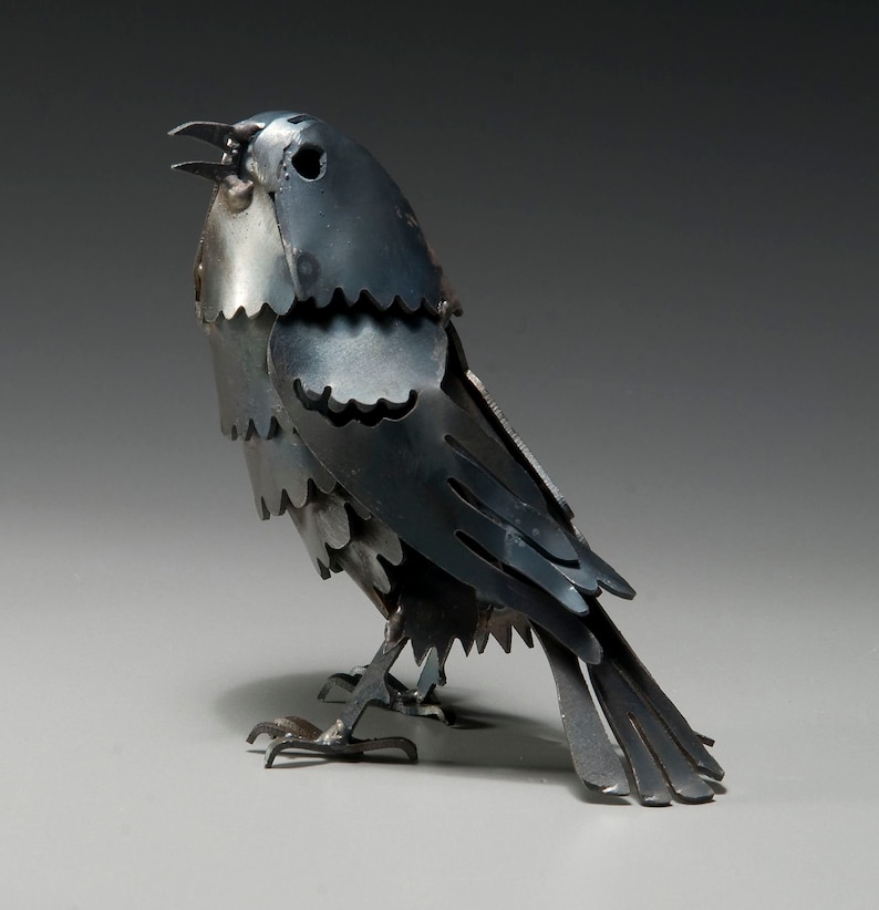 Sparrow - Small Steel Songbird Sculpture, Home or Garden Decor ...