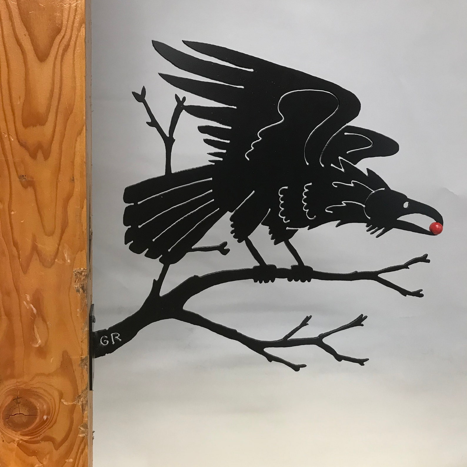 Raven Alerting - Steel Raven Sculpture, Home or Garden Decor - Etsy