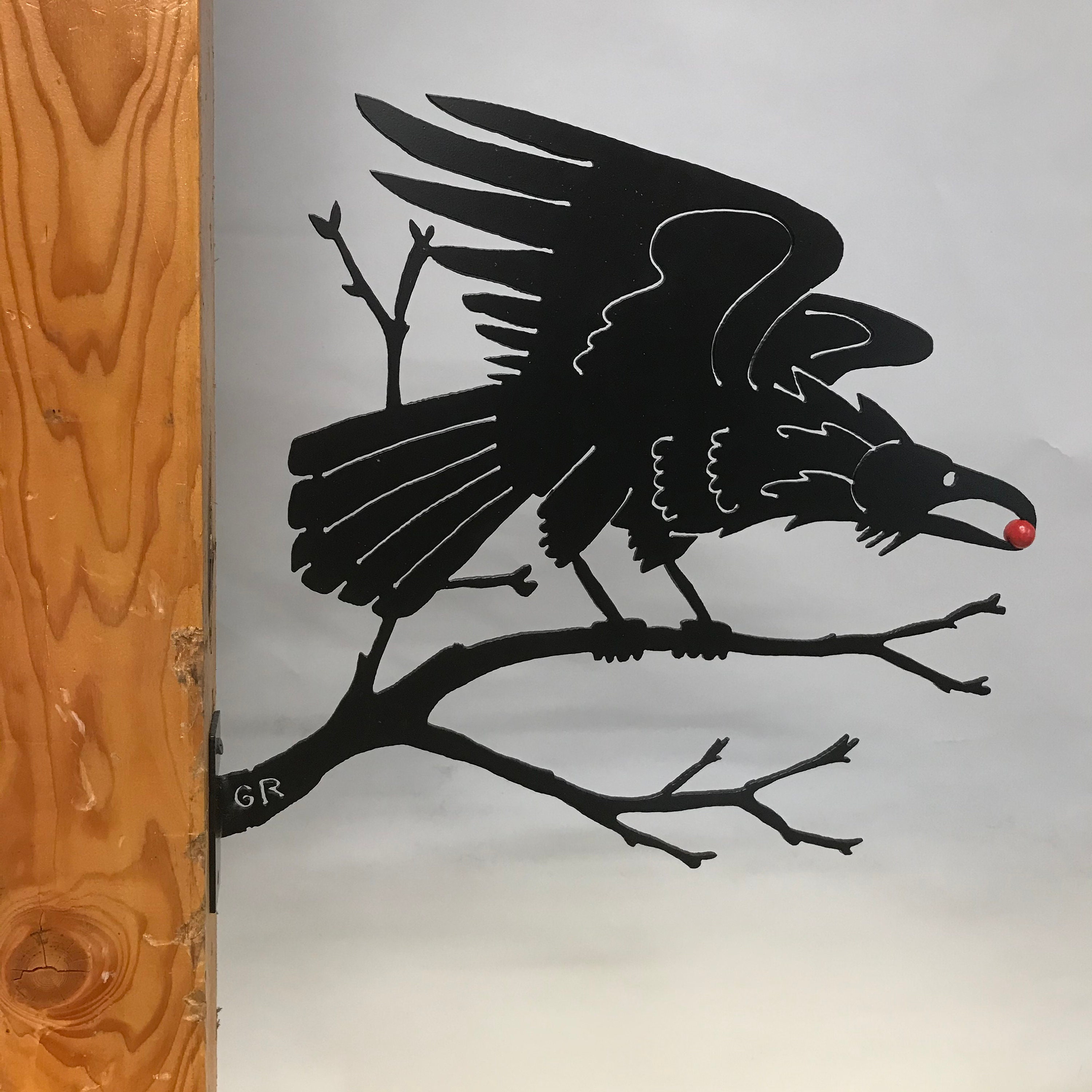 Raven Alerting - Steel Raven Sculpture, Home or Garden Decor - Etsy