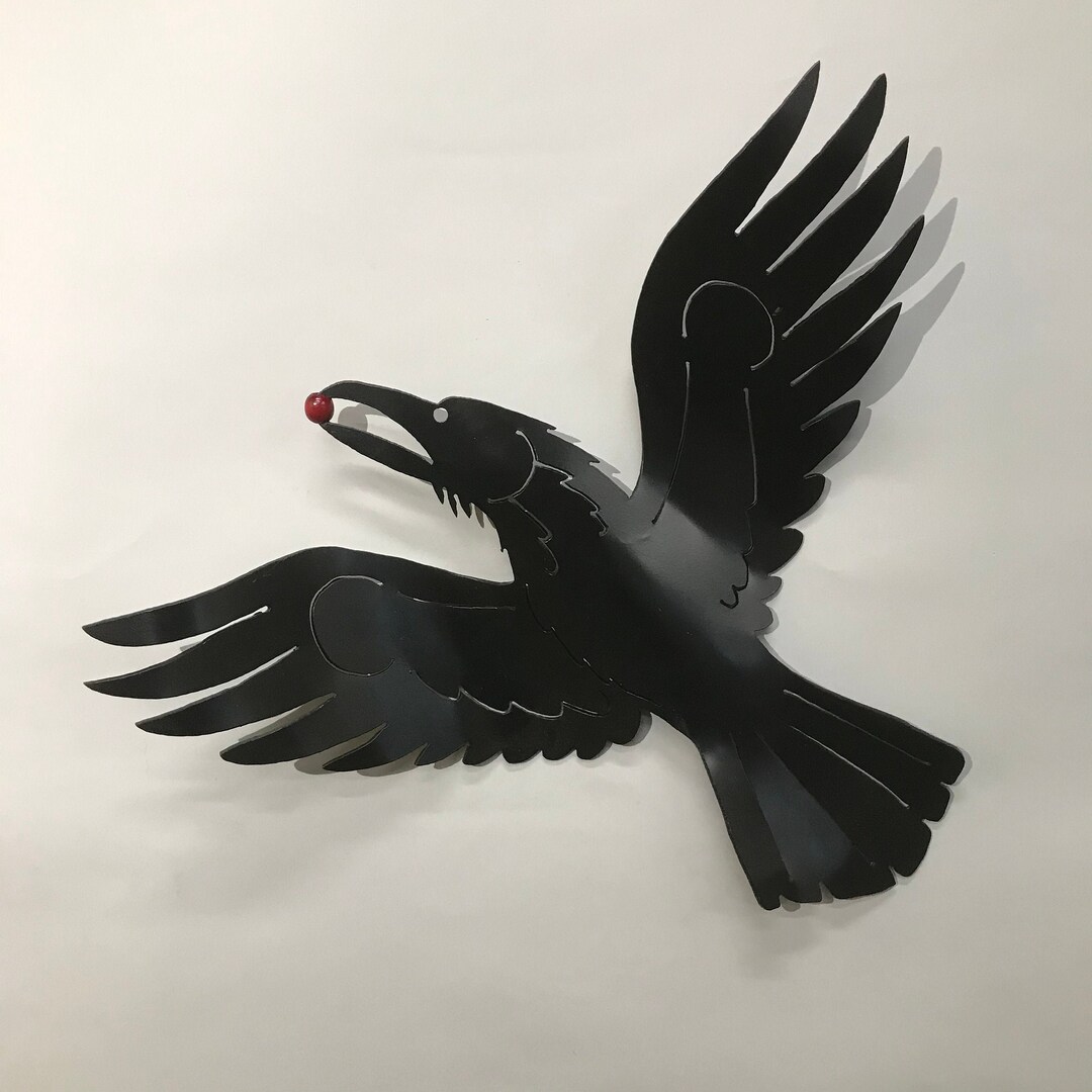 Raven in Flight - Steel Raven Sculpture, Home or Garden Decor - Etsy