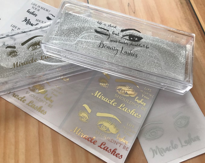 Custom Lash Logo Labels Stickers, Clear Gold Foil Eyelash Labels Great ...