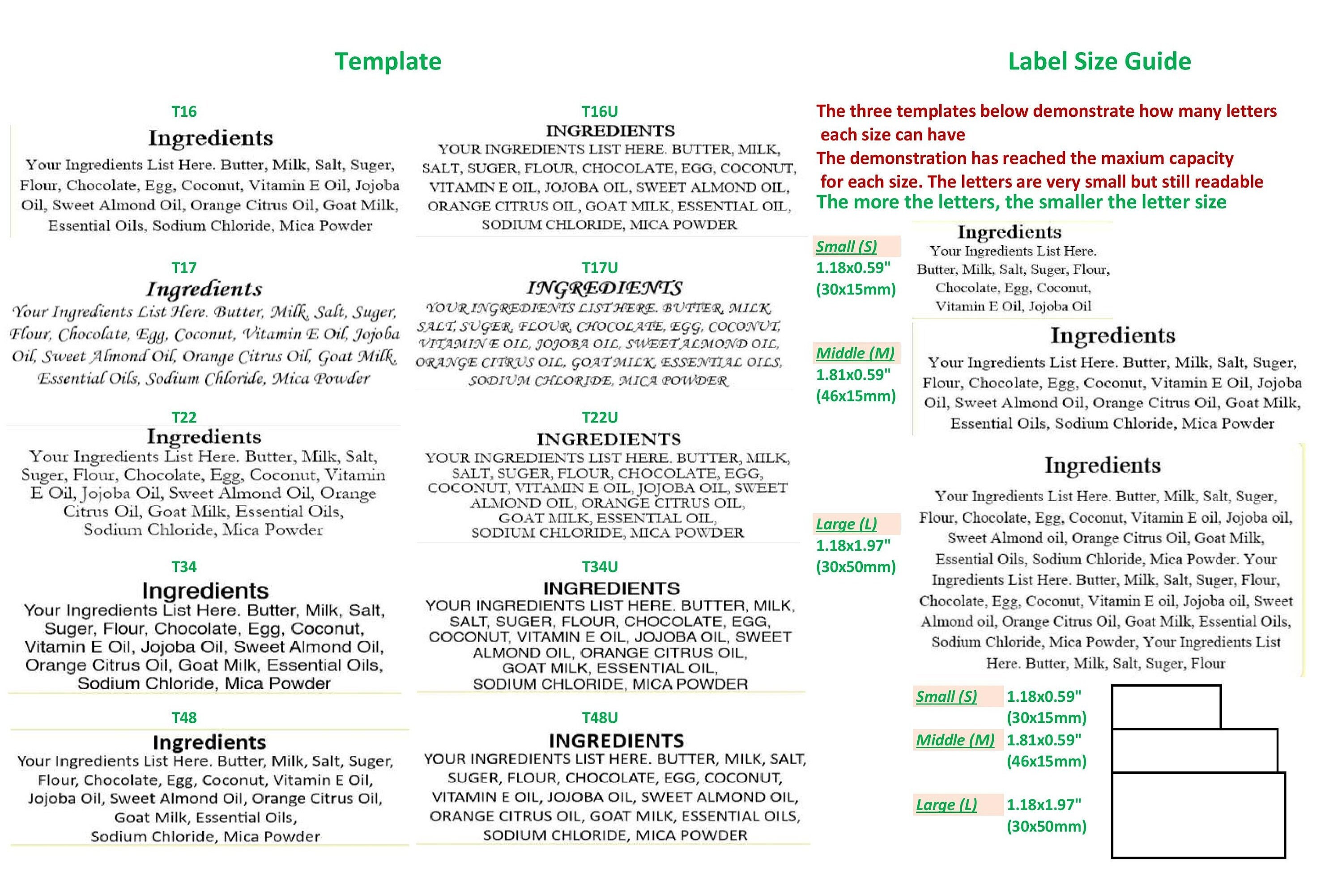 Custom Ingredients Sticker / Personalized Elements Sticker / - Etsy UK